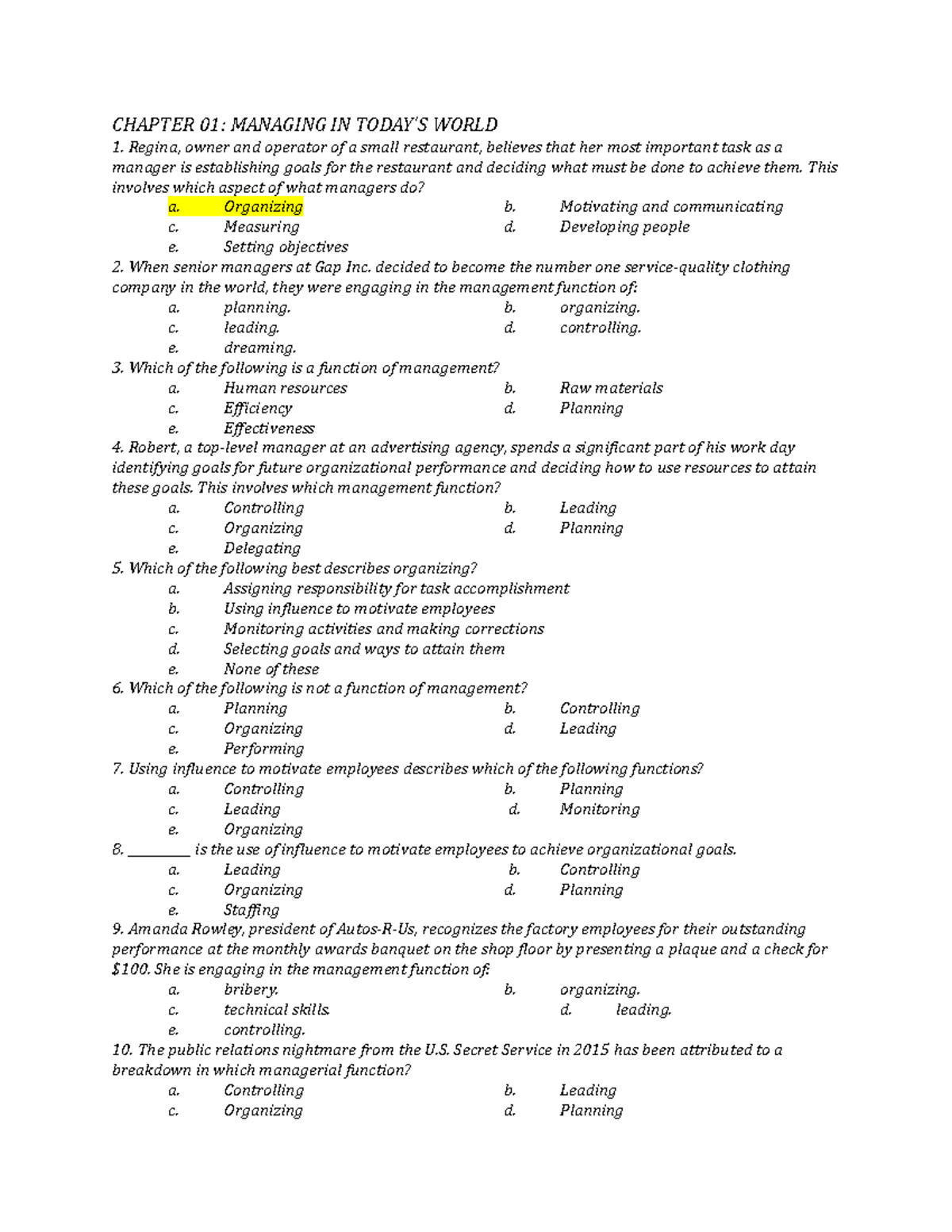 Chapter 1,2 - aaaaaaaaaaaaaaaaaaaa - CHAPTER 01: MANAGING IN TODAY’S ...