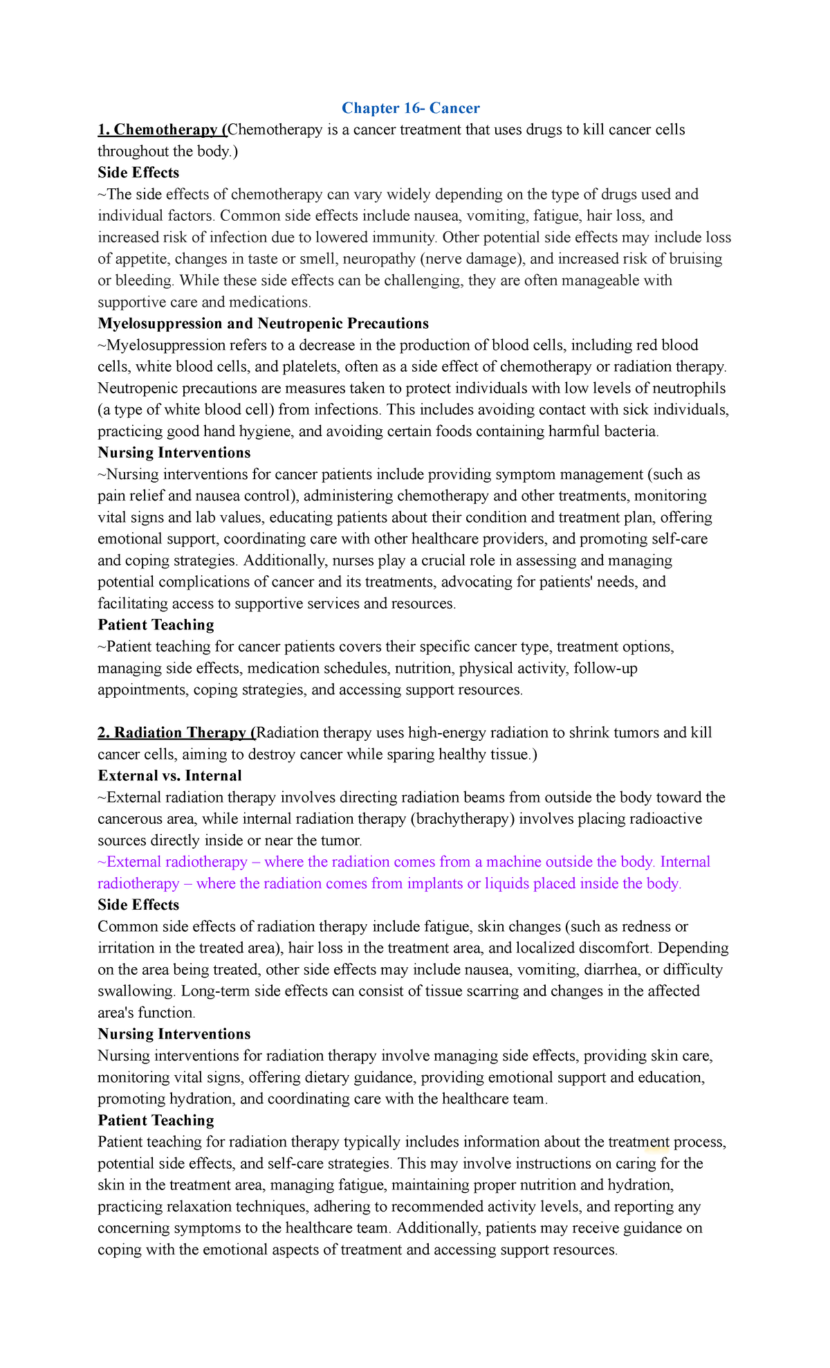 Med Surg Study Guide 1 - Chapter 16- Cancer Chemotherapy (Chemotherapy ...