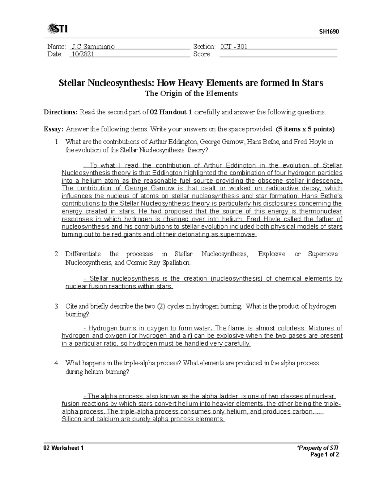 02 Worksheet 1 - UNLOCK - SH 02 Worksheet 1 *Property of STI Page 1 of ...