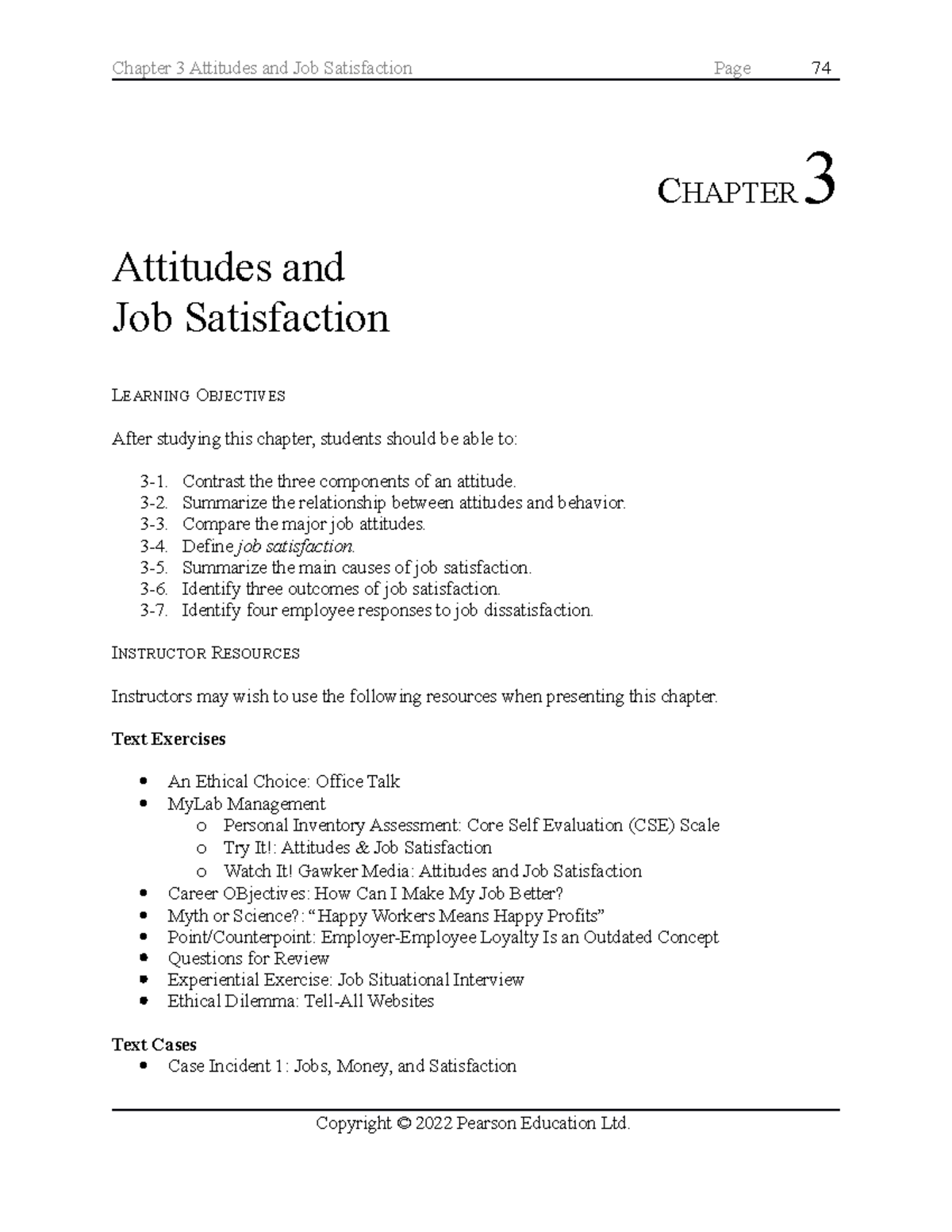QA 03 - Questions and answers for ob chapter 3 - CHAPTER 3 Attitudes and Job Satisfaction ...
