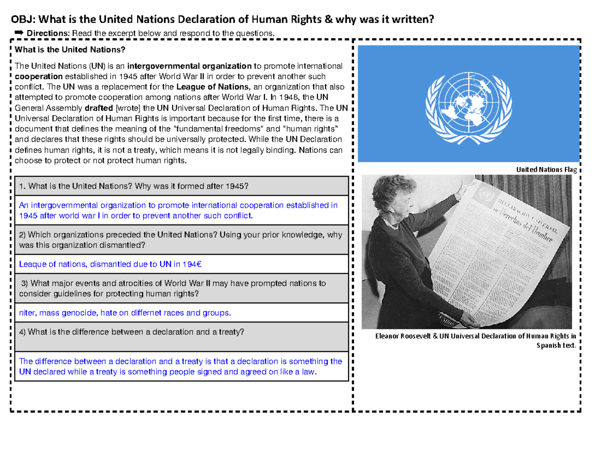 Jasmine Jarido - United Nations Declaration of Human Rights - OBJ:What ...