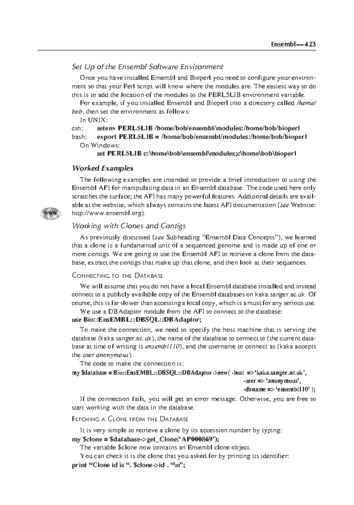 Introduction to bioinformatics-146 - Ensembl — 423 Set Up of the ...