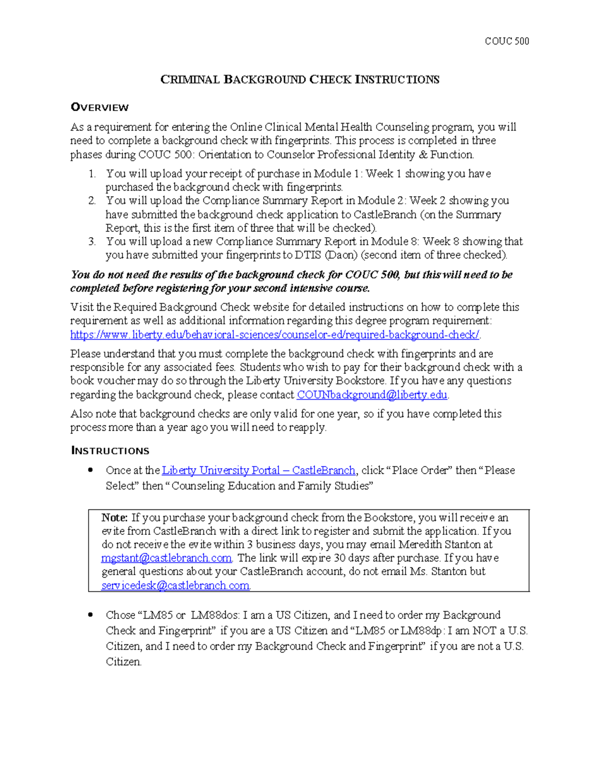 Criminal Background Check Instructions - COUC 500 CRIMINAL BACKGROUND ...