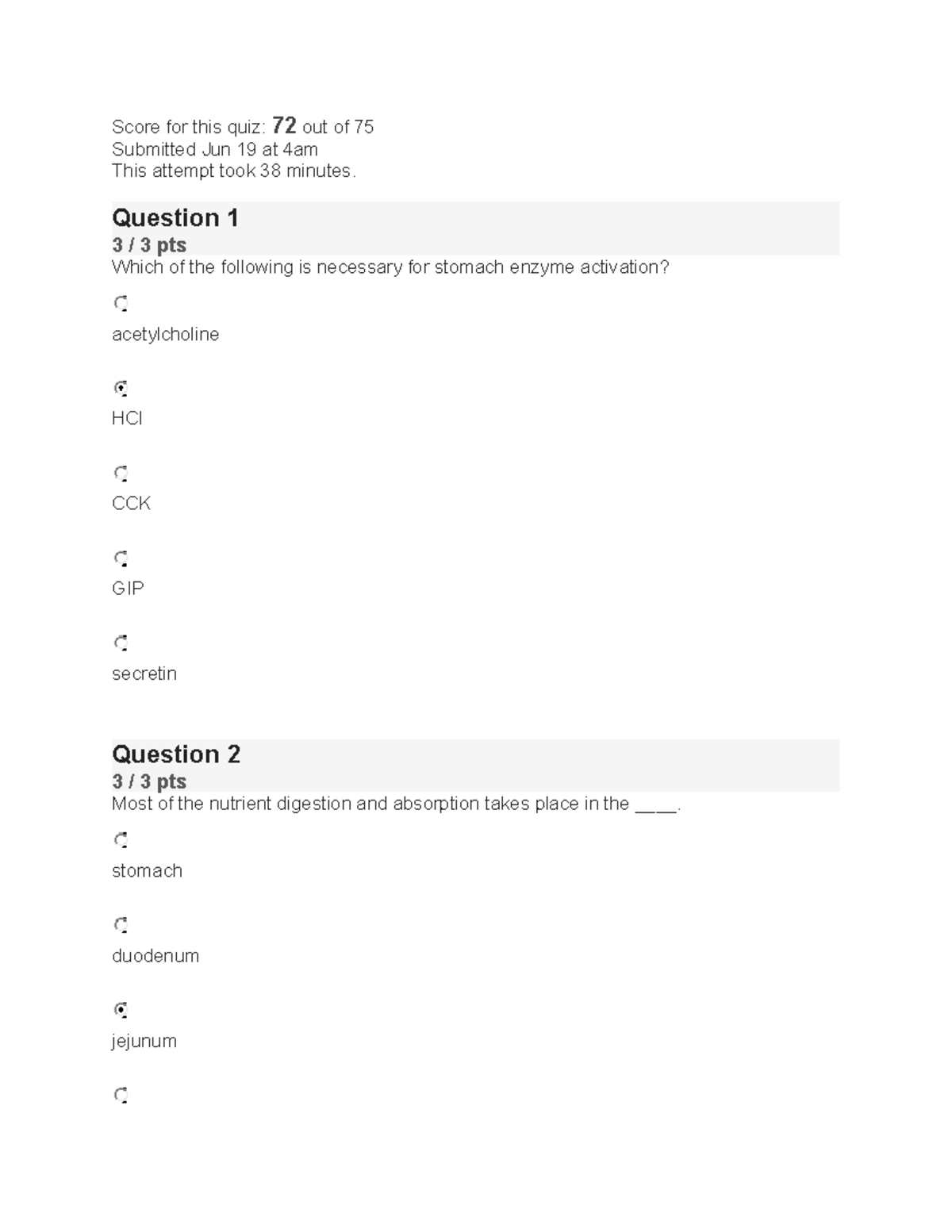 Digestive and Urinary System quiz - Score for this quiz:Submitted Jun ...