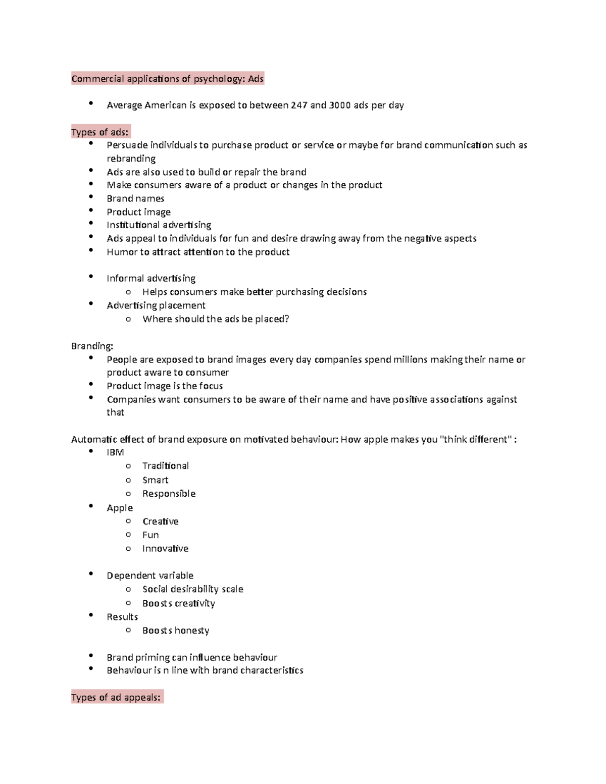 Psychology 2990A - Consumer psychology - Commercial applications of ...