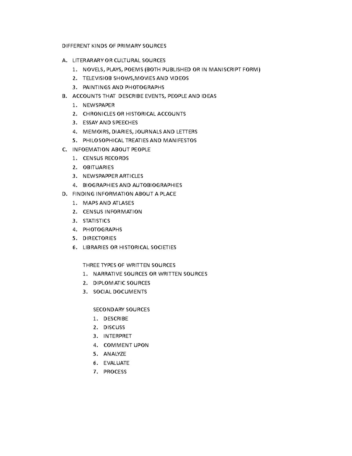 Different Kinds OF Primary Sources - DIFFERENT KINDS OF PRIMARY SOURCES ...