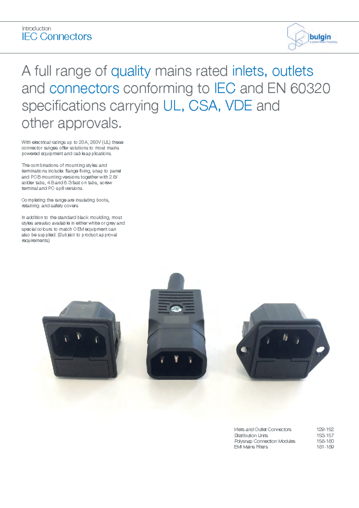 Bulgin IEC Connectors - A full range of quality mains rated inlets ...