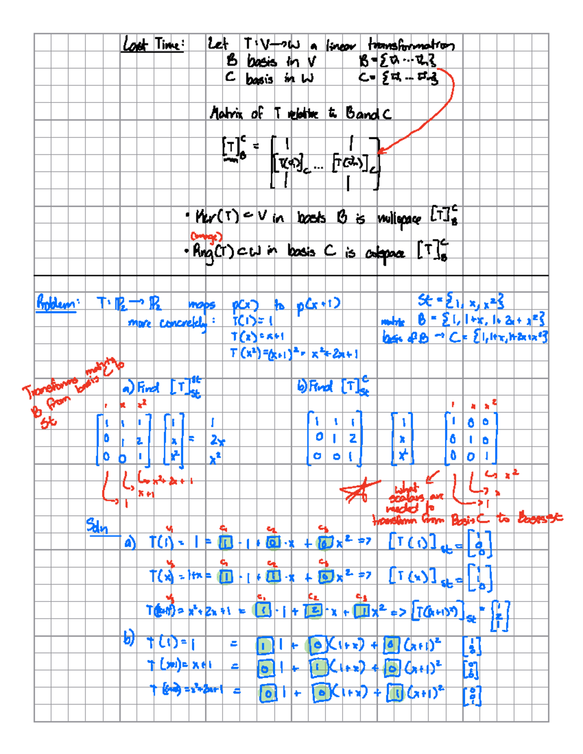 Linear Trans Review And Eigenvectorsvalues Lasttime Let T V Ow A Linear Transformation B 