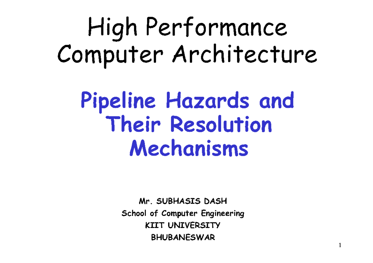 Module 2 [Compatibility Mode] - High Performance Computer Architecture Pipeline Hazards and ...