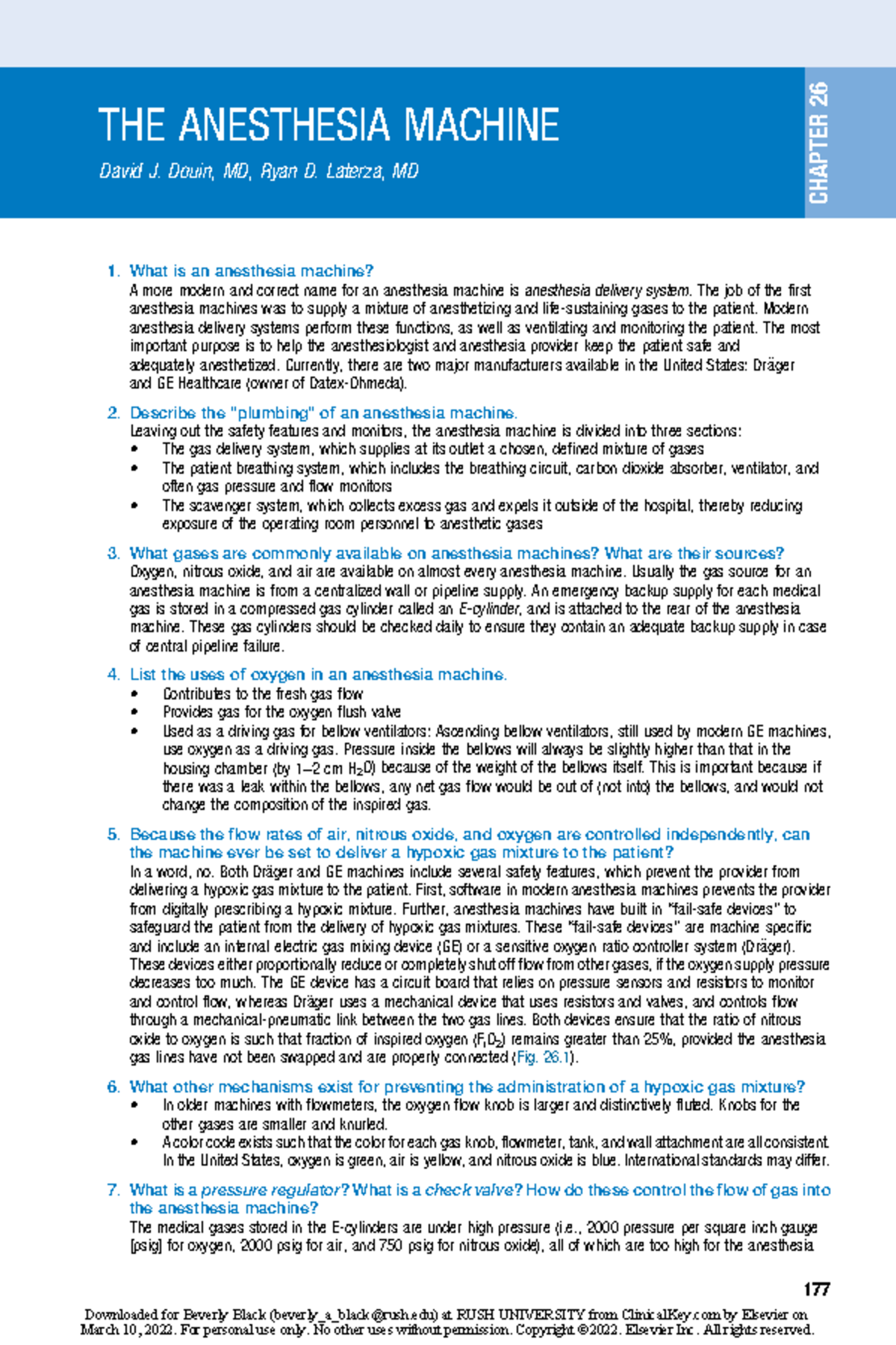 The Anesthesia Machine - THE ANESTHESIA MACHINE David J. Douin, MD ...