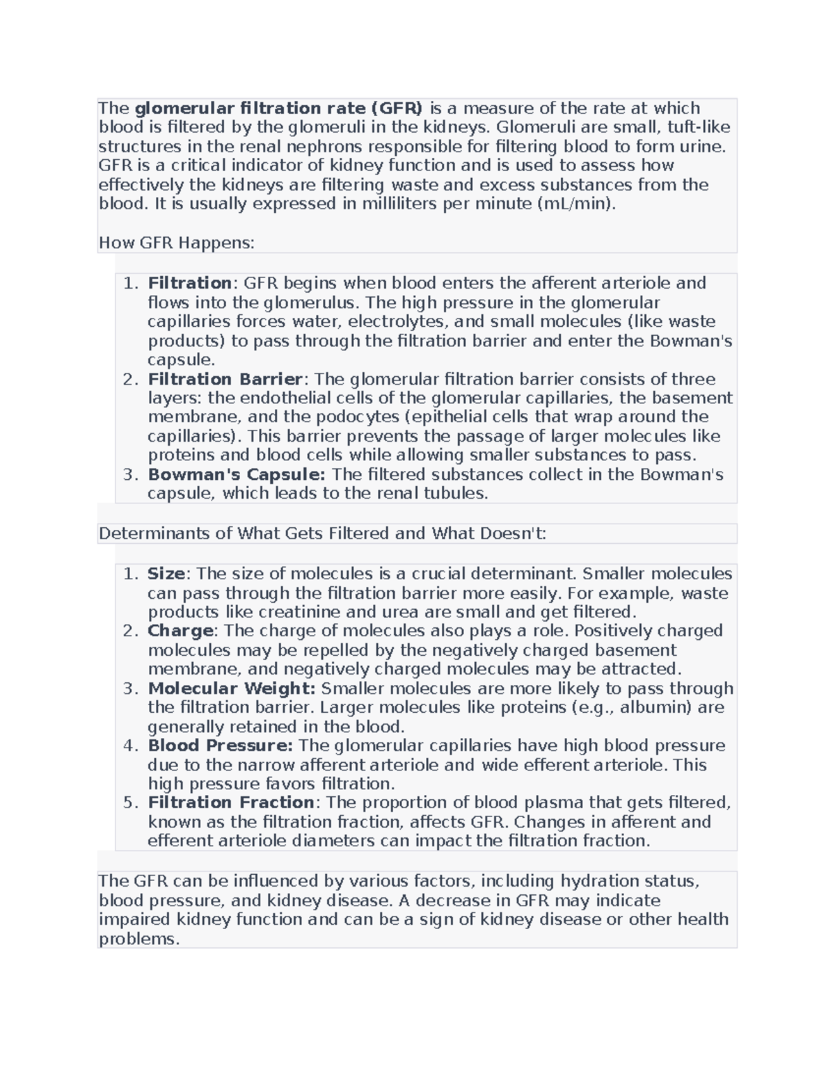 Renal part 2 - Exam review and study notes - The glomerular filtration ...