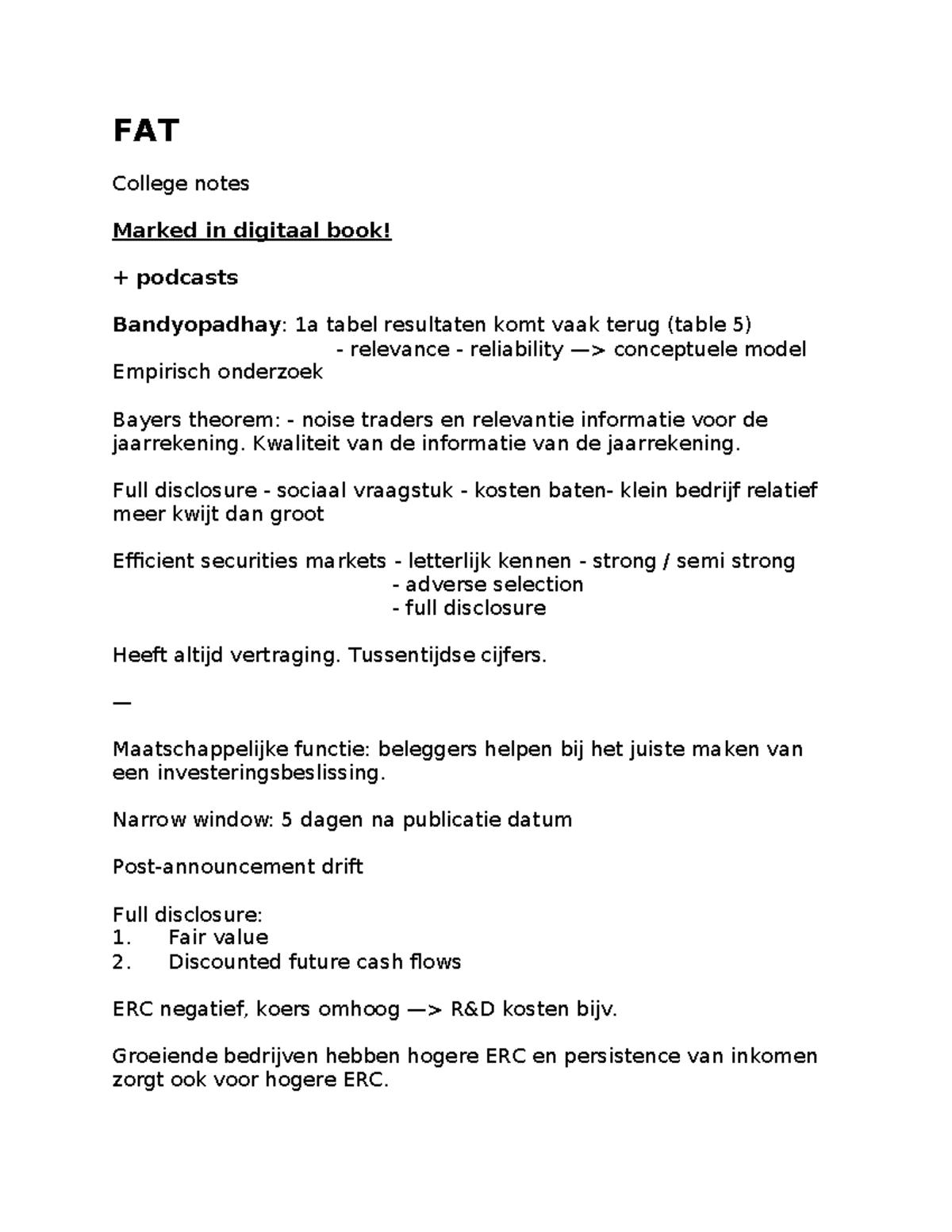 FAT notes - FAT College notes Marked in digitaal book! podcasts ...