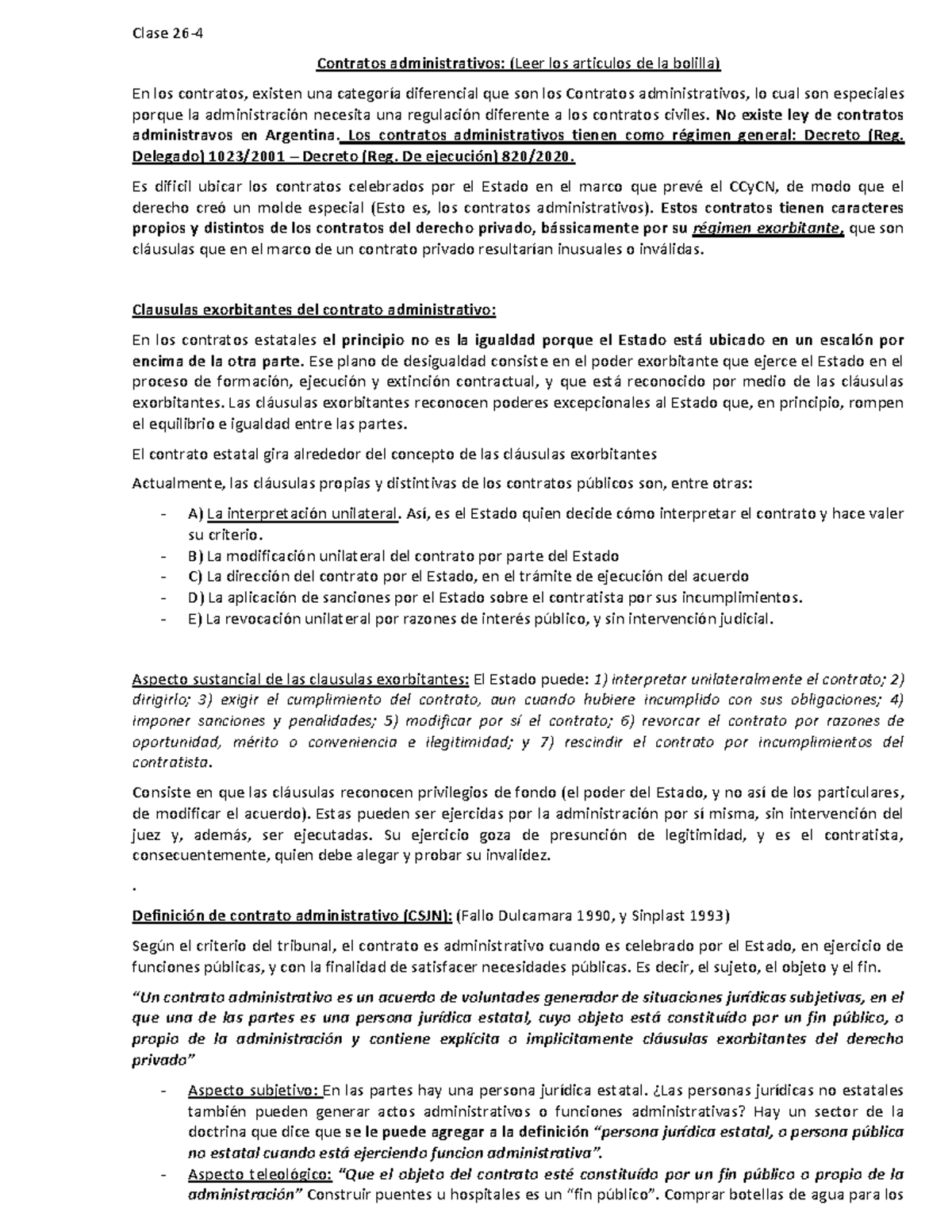 Clases administrativo - Clase 26- Contratos administrativos: (Leer los articulos de la bolilla ...