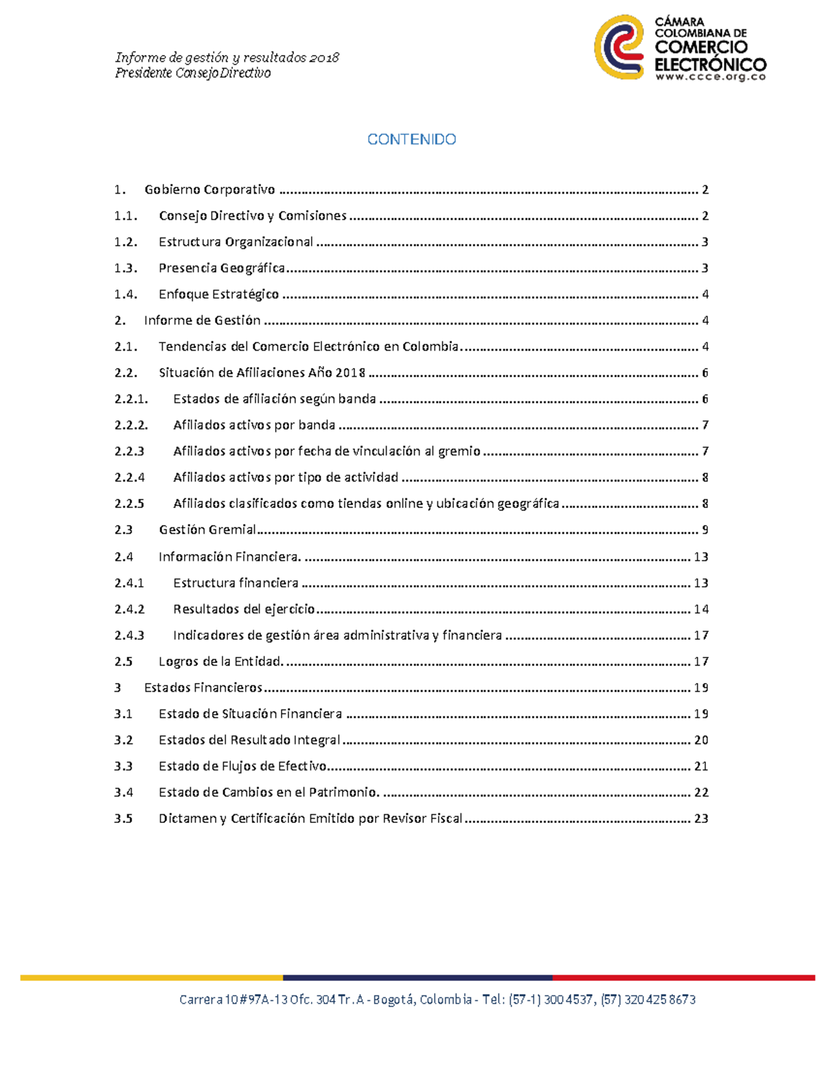 1. Informe DE Gestion 2018 0 - Presidente Consejo Directivo Gobierno ...
