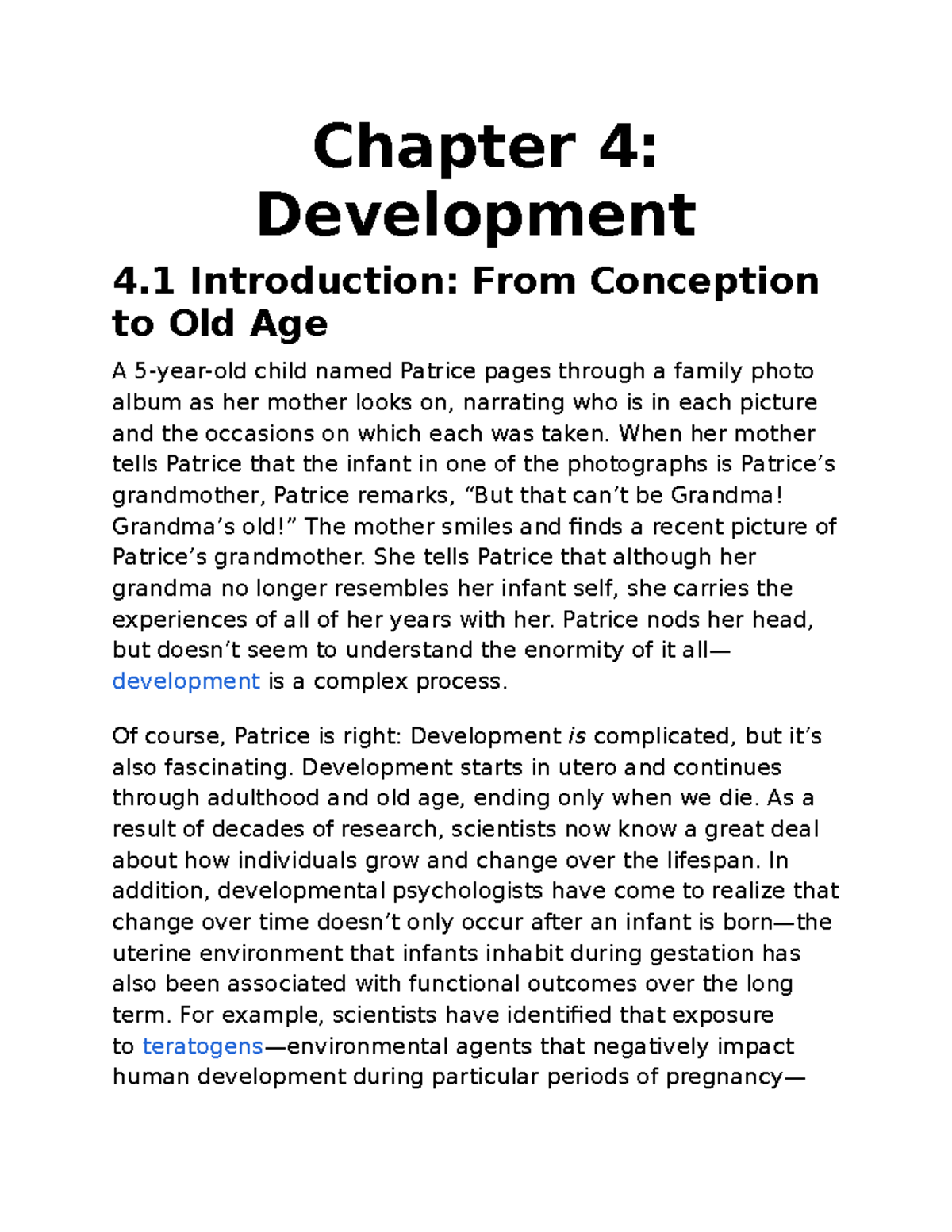 Textbook Notes- PSYA02 - Chapter 4: Development 4 Introduction: From ...