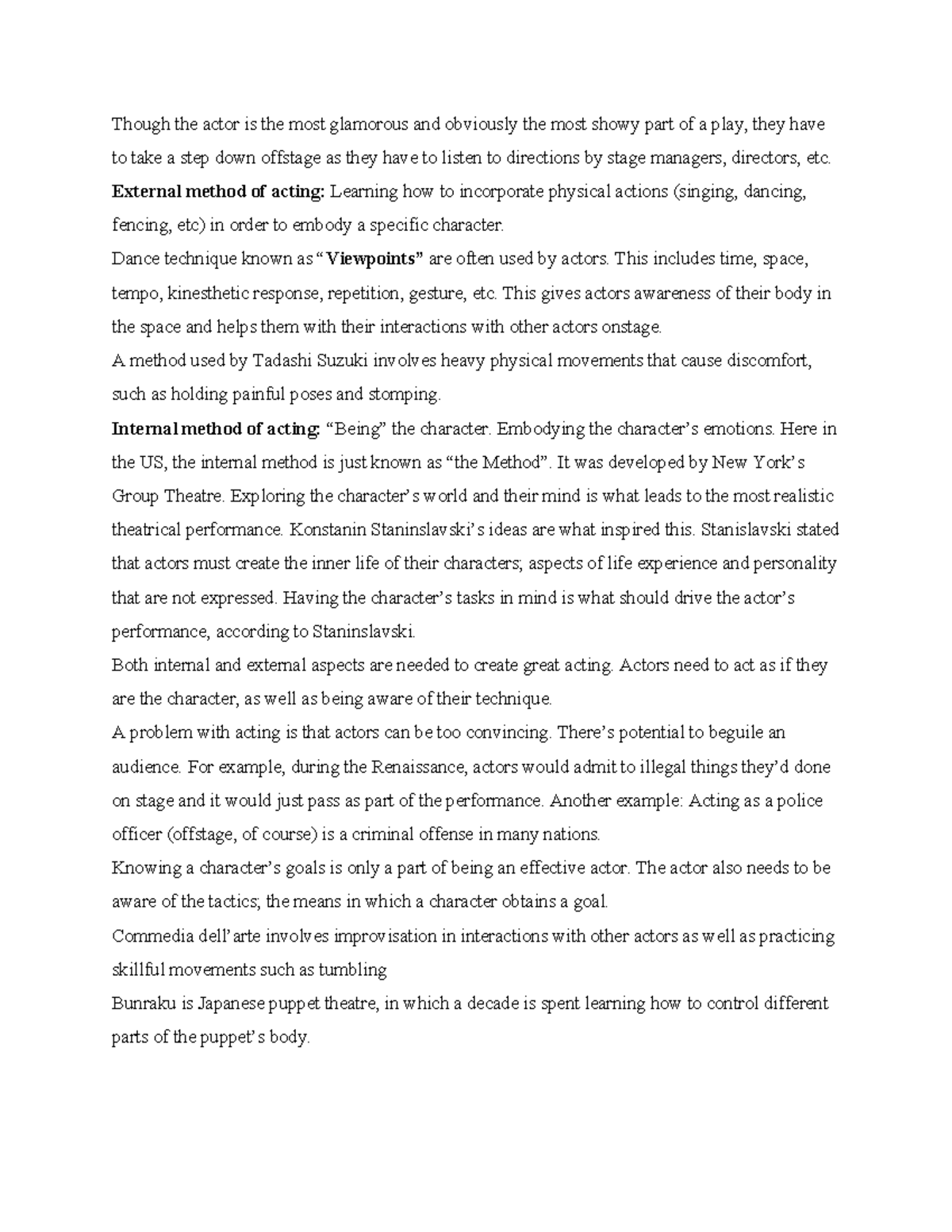 Chapter 3 - the actor notes - Though the actor is the most glamorous ...