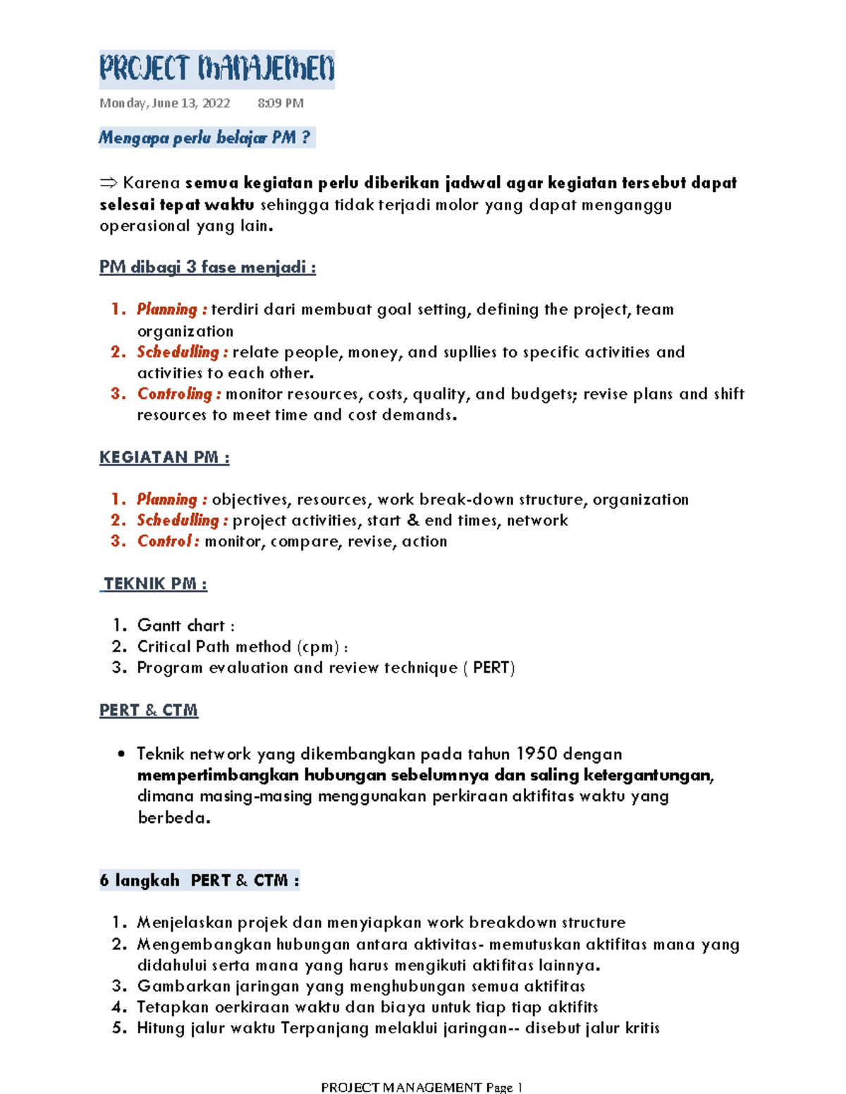 Project Manajemen - Mengapa perlu belajar PM? Karena semua kegiatan ...