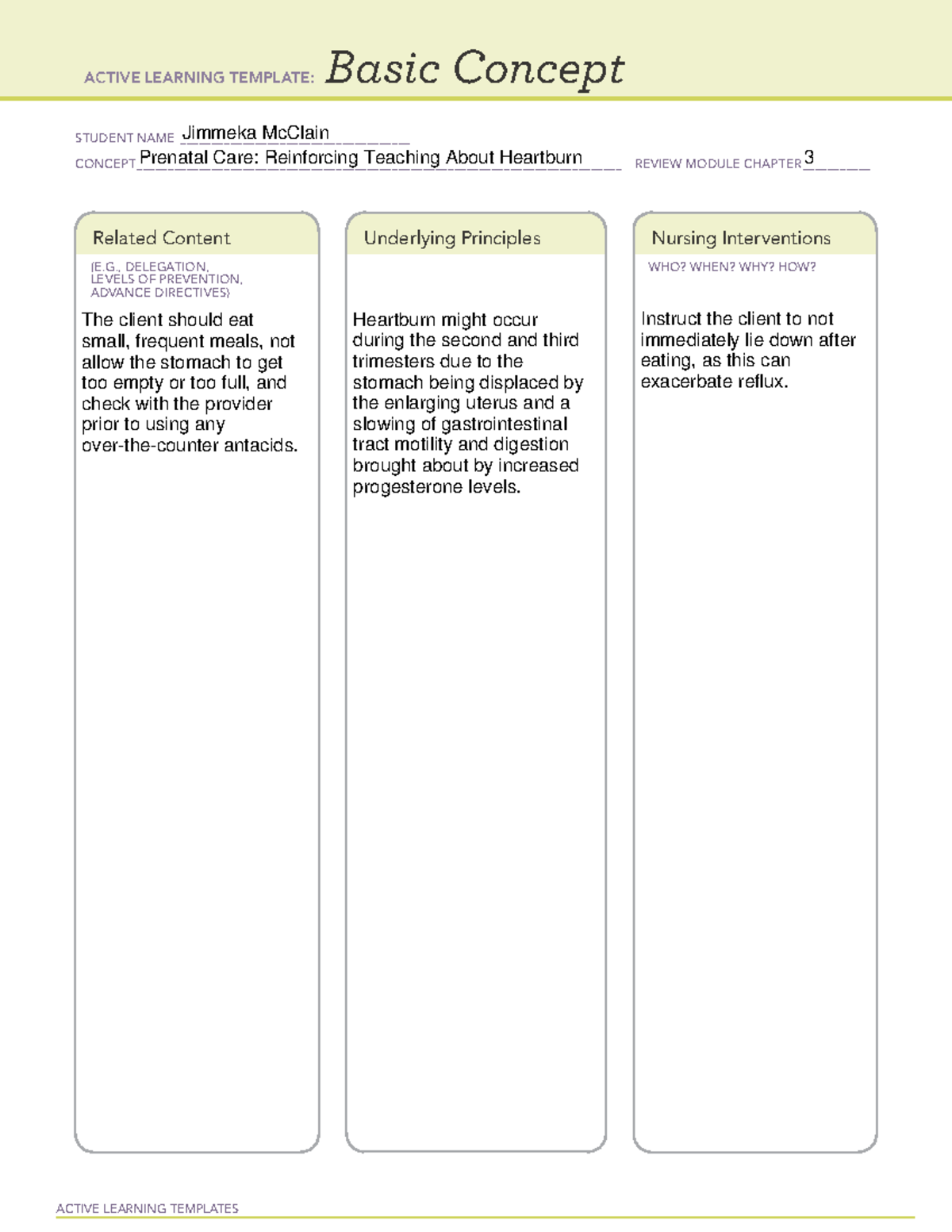 Chp 3 - ATI - ACTIVE LEARNING TEMPLATES Basic Concept STUDENT NAME ...
