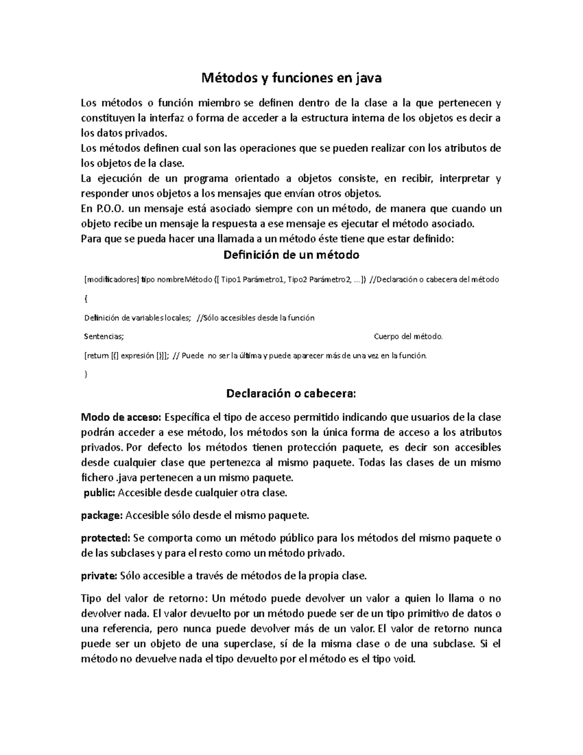 MÉtodos Y Funciones EN JAVA - Métodos y funciones en java Los métodos o ...
