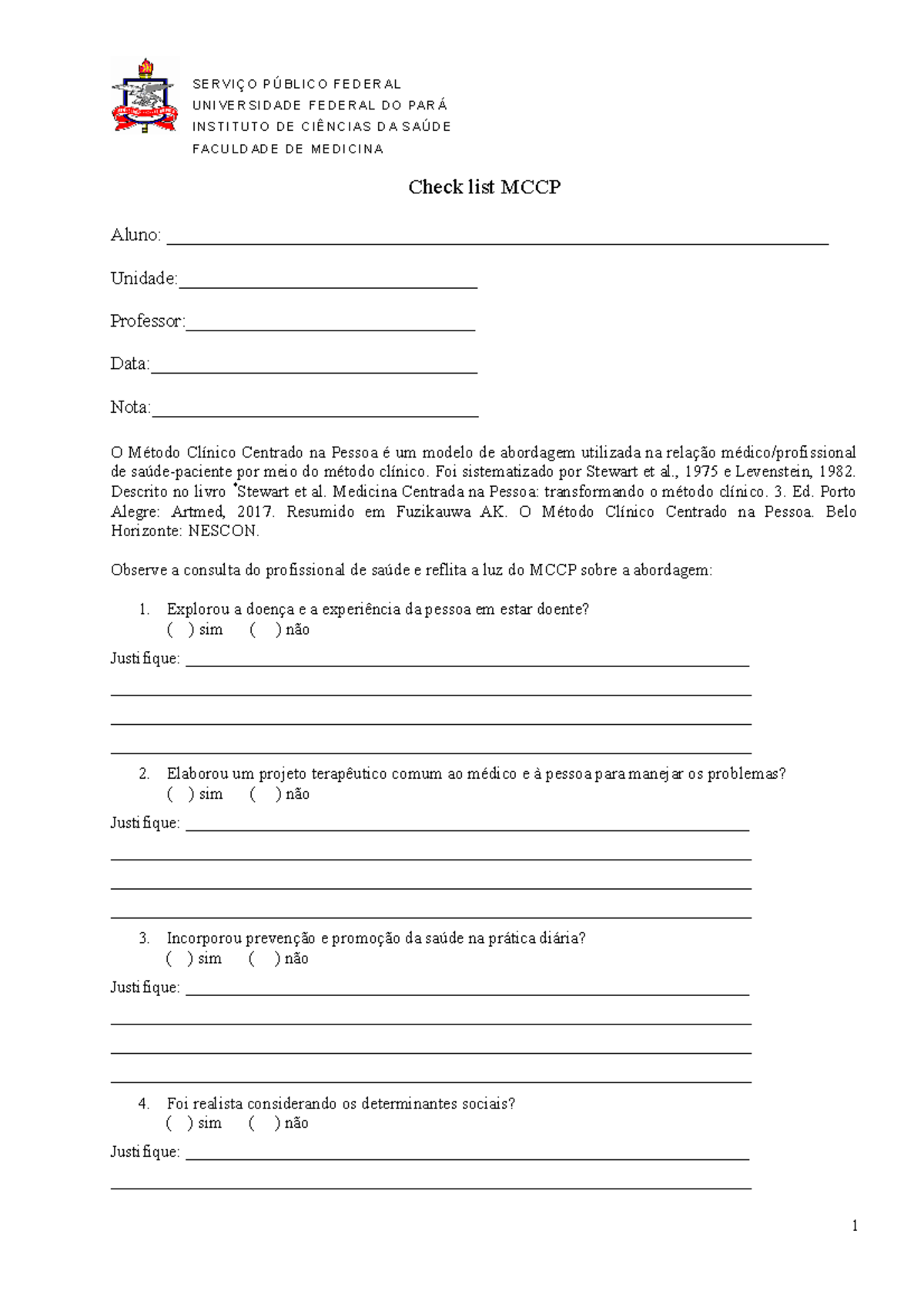 Check list MCCP - 2021 - SERVIÇO PÚBLICO FEDERAL UNIVERSIDADE FEDERAL ...