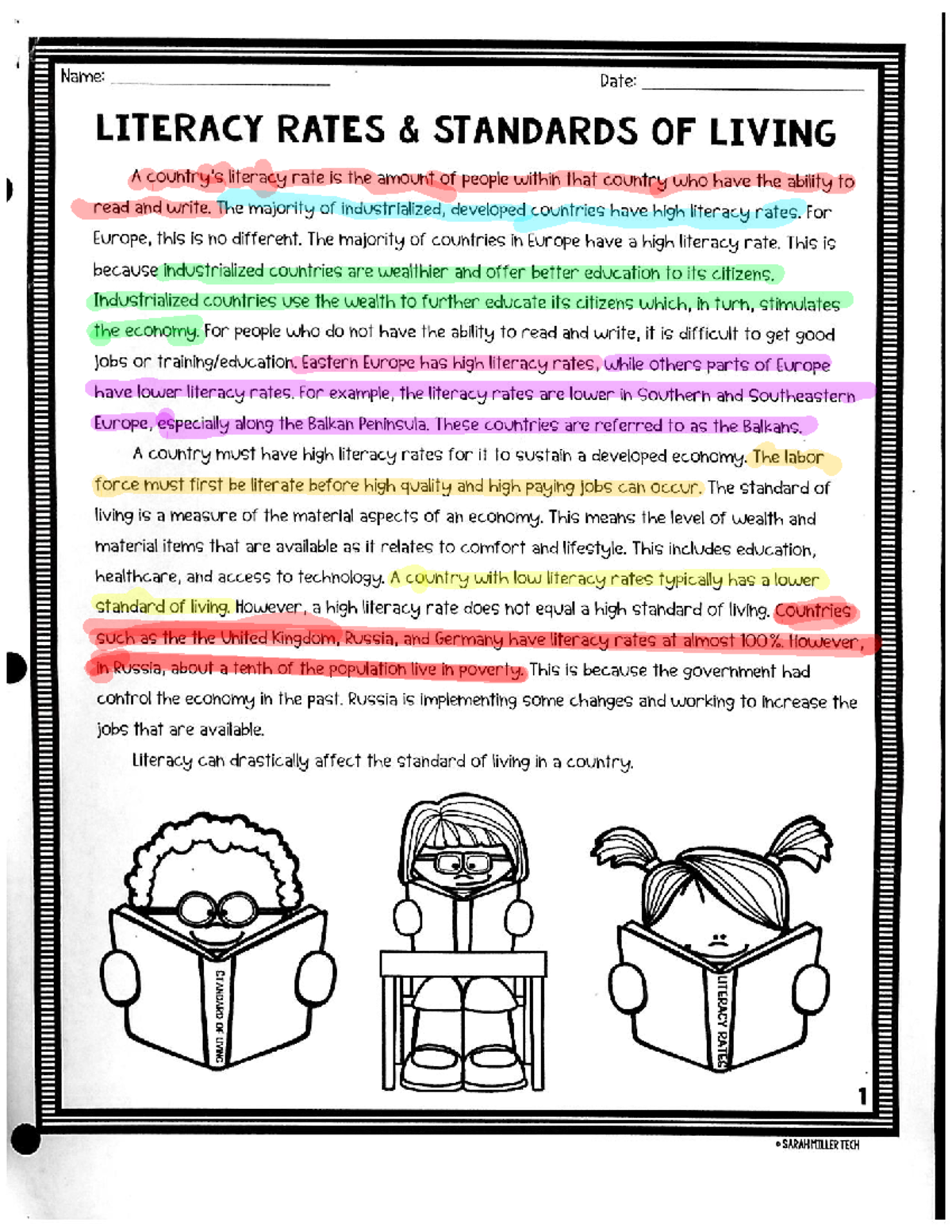 Literacy Rates & Standards of Living - D LITERACY RATES & STANDARDS OF ...