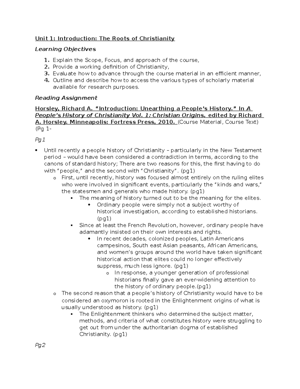 Unit 1 The Roots of Christianity - Unit 1: Introduction: The Roots of ...