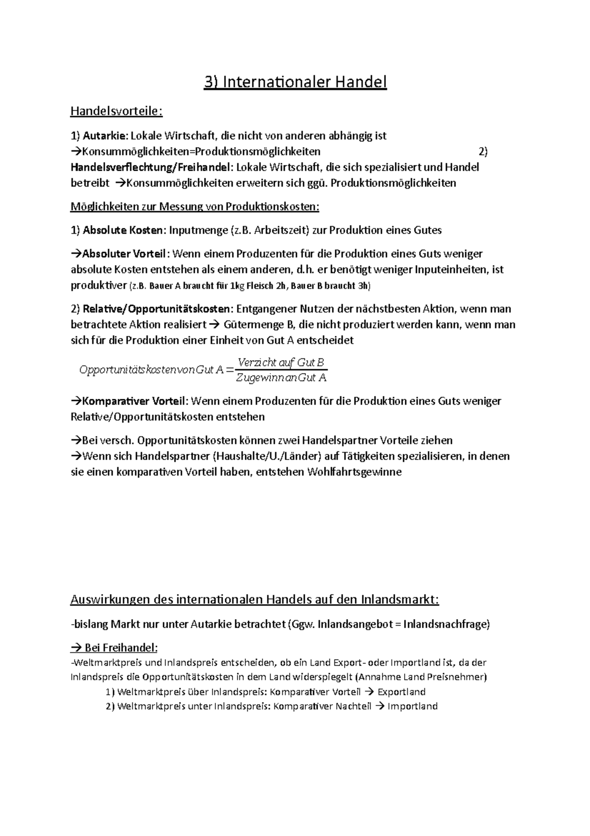 3) Internationaler Handel - 3) Internationaler Handel Handelsvorteile ...