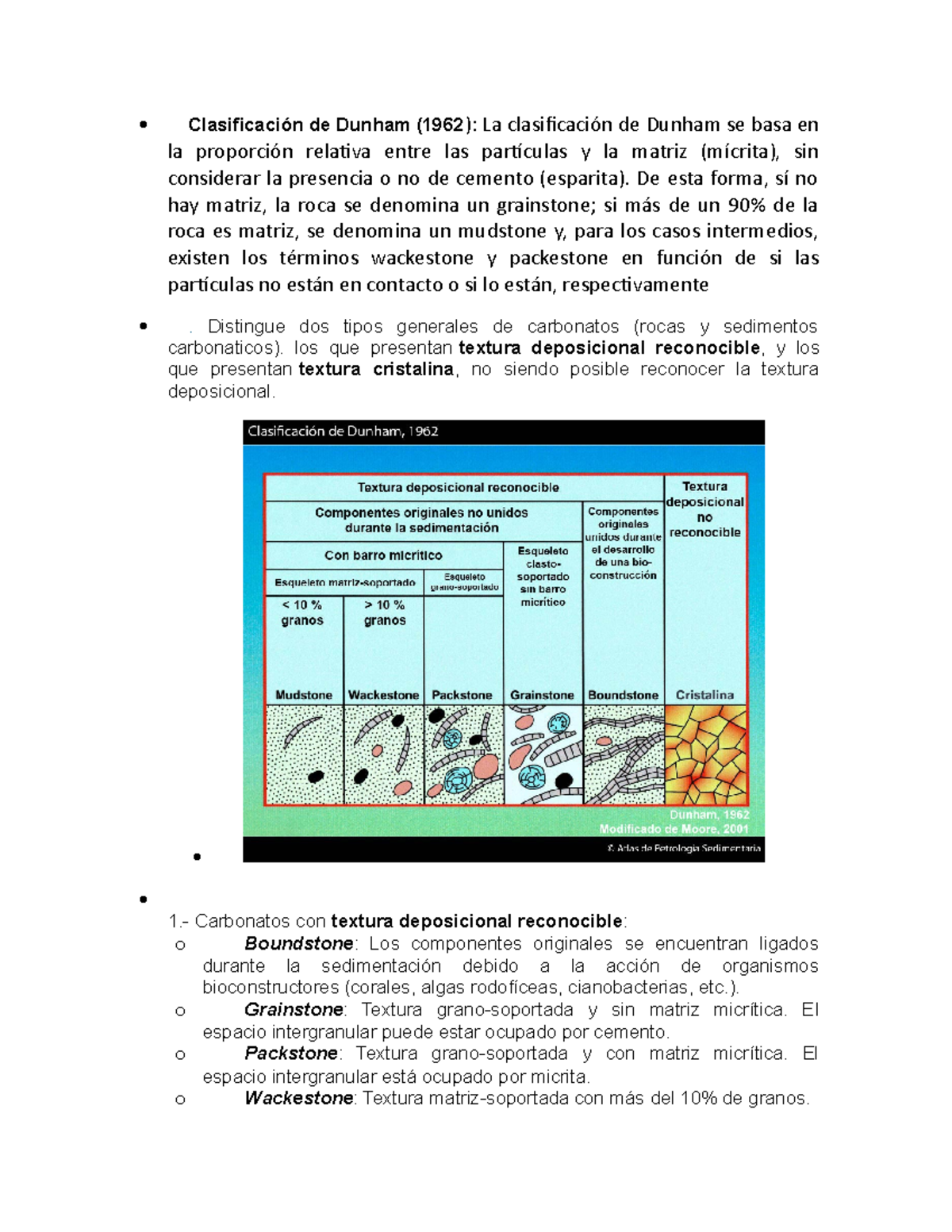 Clasificación de Dunham - De esta forma, sí no hay matriz, la roca se ...