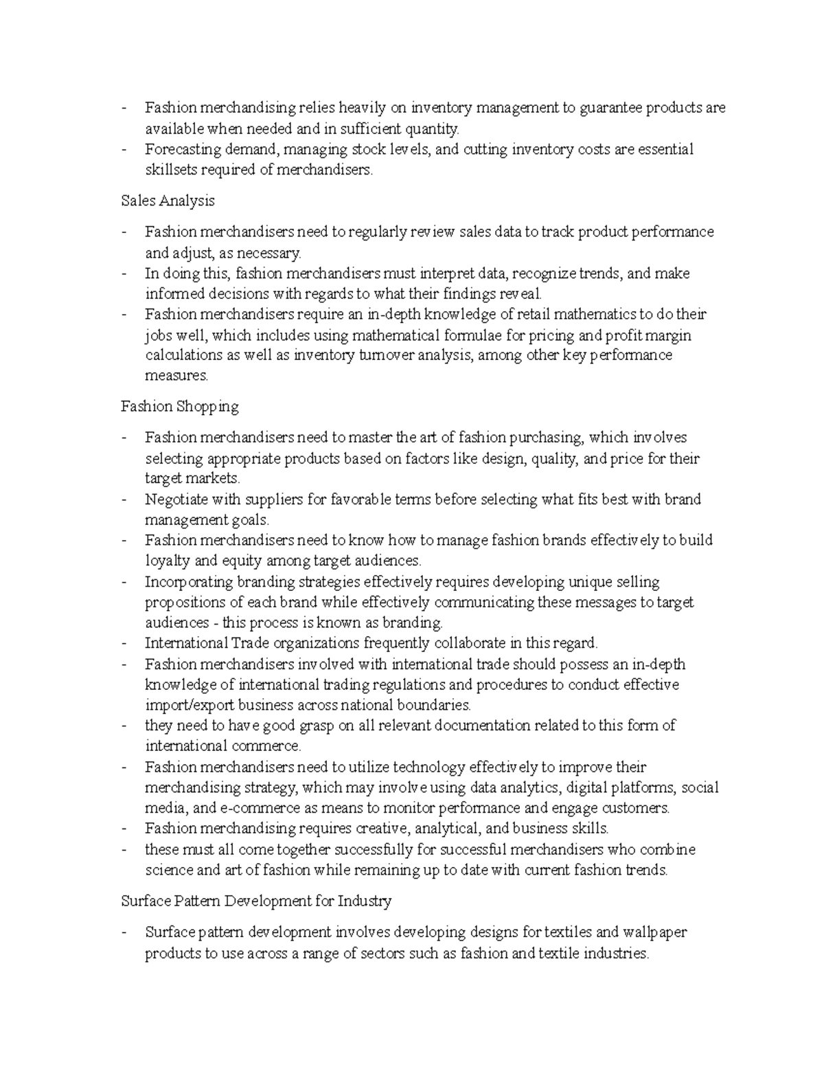 FTT 110 Notes 17 - global textile and fashion industry; an overview of ...