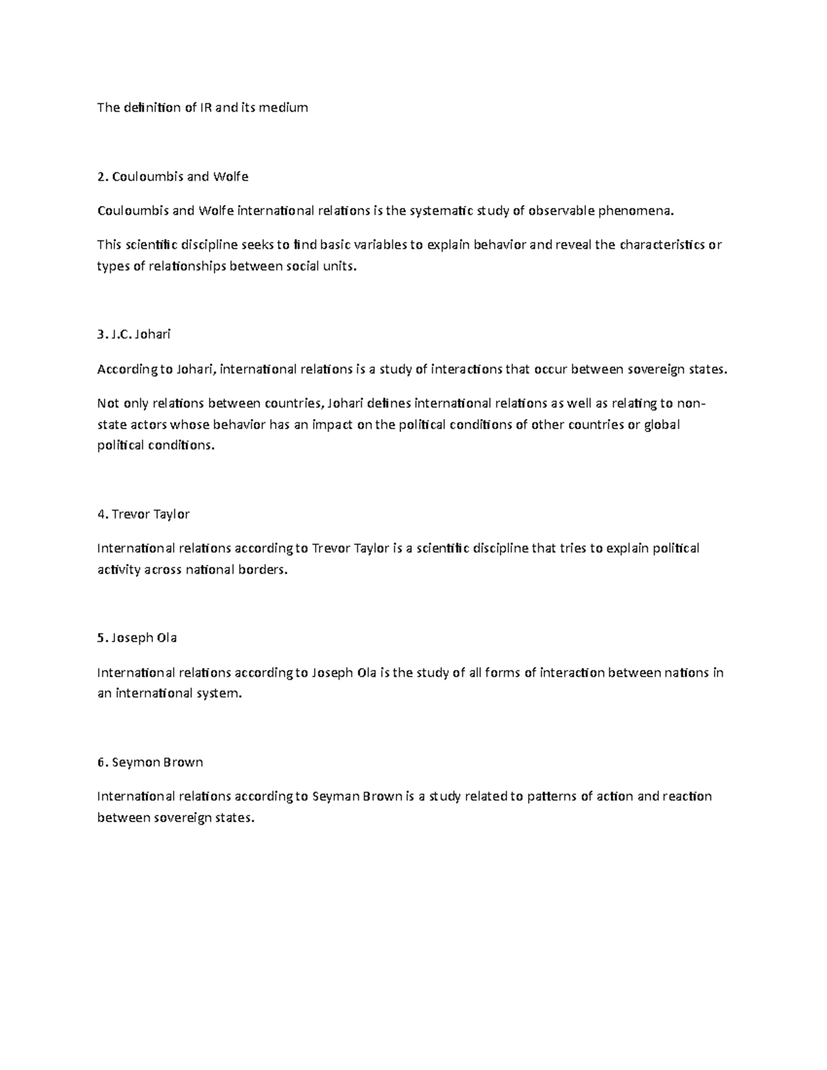 The definition of IR and its medium - Couloumbis and WolfeCouloumbis ...