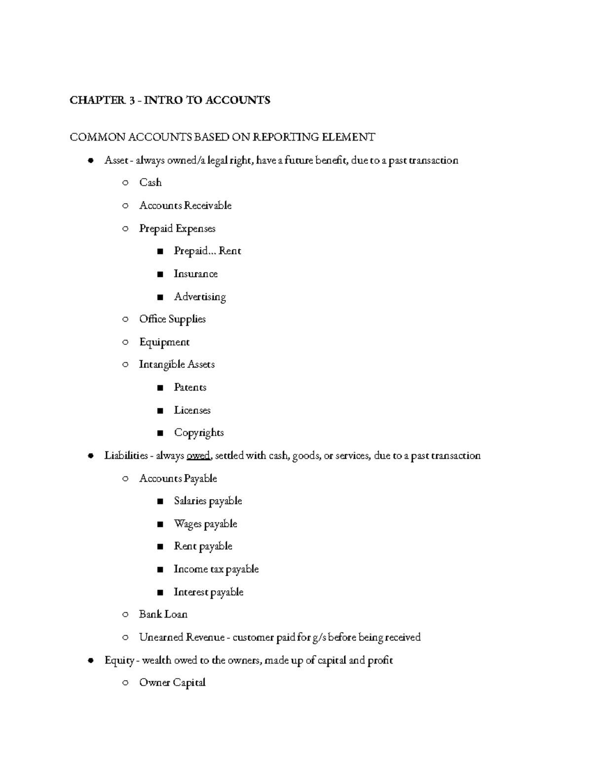 Chapter 3 - Intro to Accounts - CHAPTER 3 - INTRO TO ACCOUNTS COMMON ...