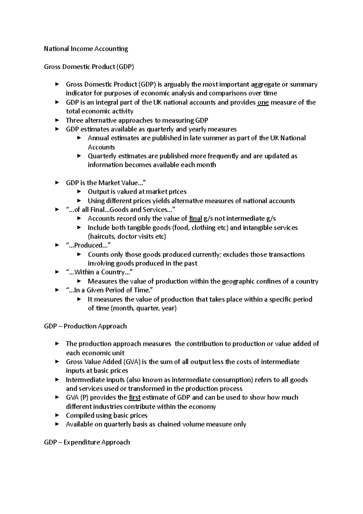 National Income Accounting - National Income Accounting Gross Domestic ...