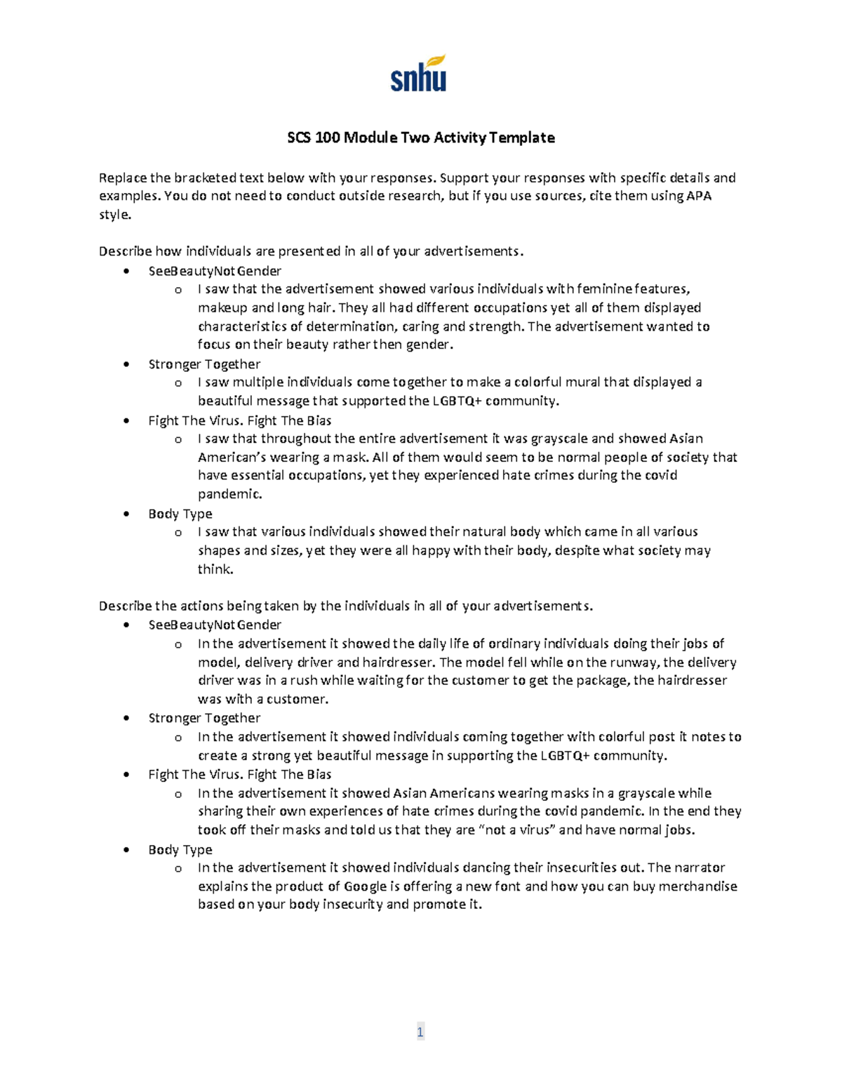Module Two Activity - Support your responses with specific details and ...