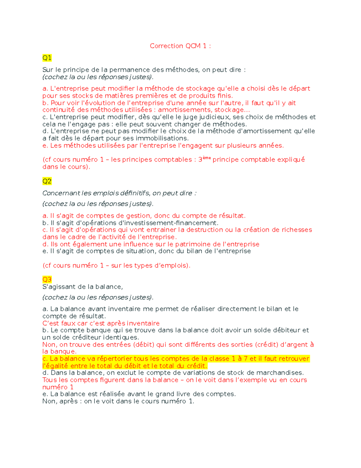 Correction QCM 1 danalyse financière en 2023 - Correction QCM 1 : Q Sur ...