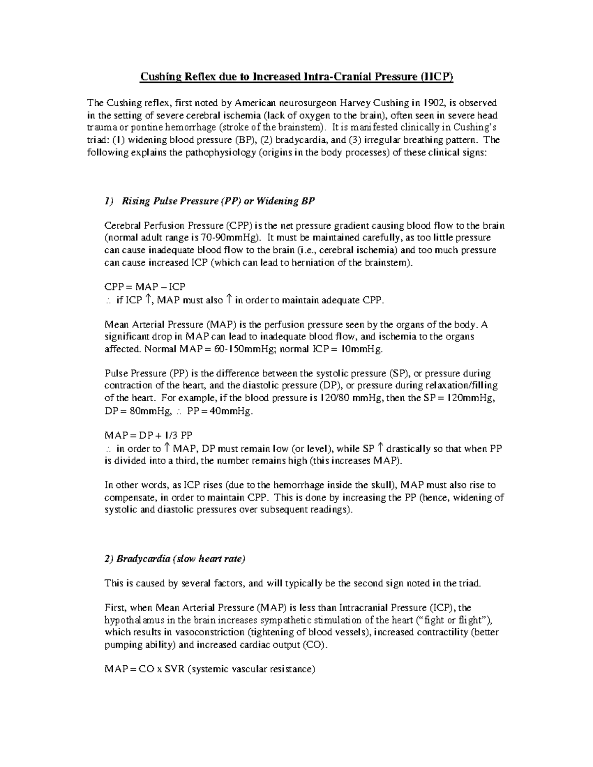 PARA 240 TBI SUPP - Cushing's Reflex - Cushing Reflex due to Increased ...