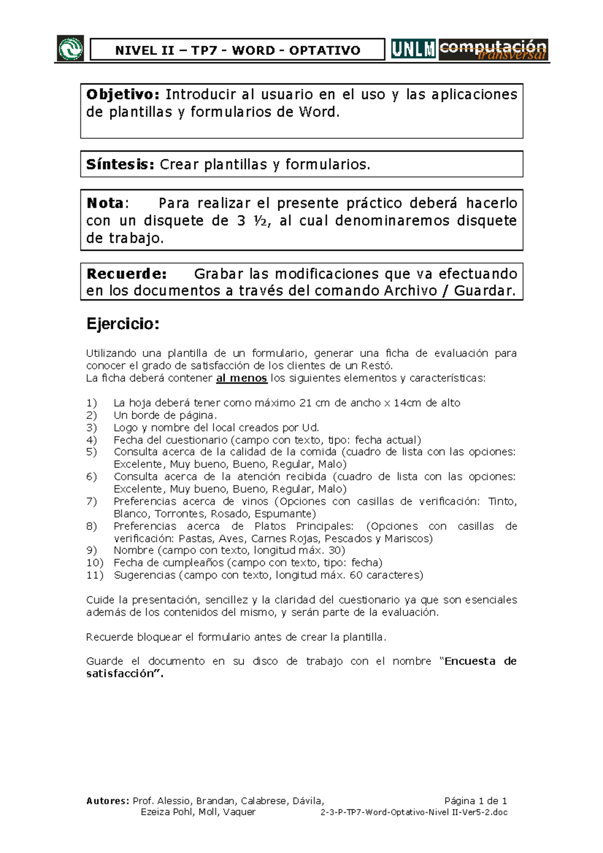 2 3 P TP7 Word Optativo Nivel%20II Ver5 2 - - Studocu