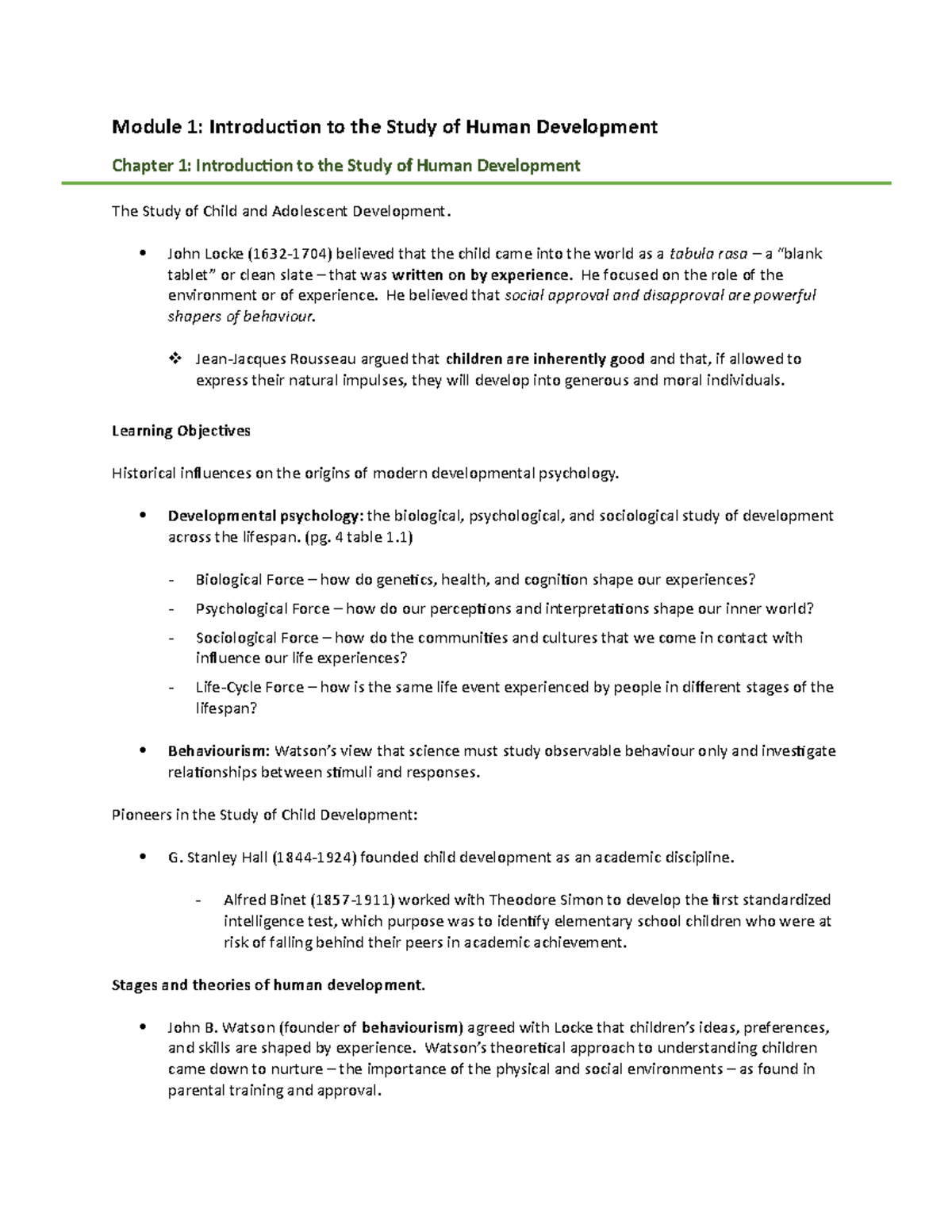 PSYC 1101 Learning Modules 1-5 - Module 1: Introduction to the Study of ...