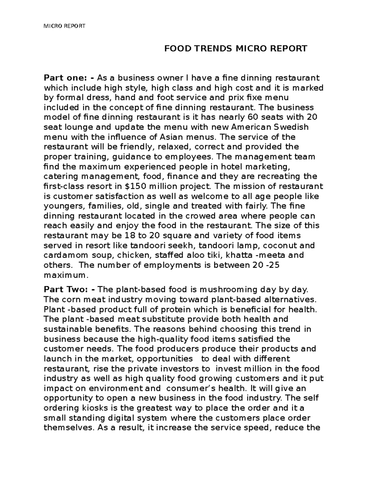 FOOD Trends Micro Report - MICRO REPORT FOOD TRENDS MICRO REPORT Part ...