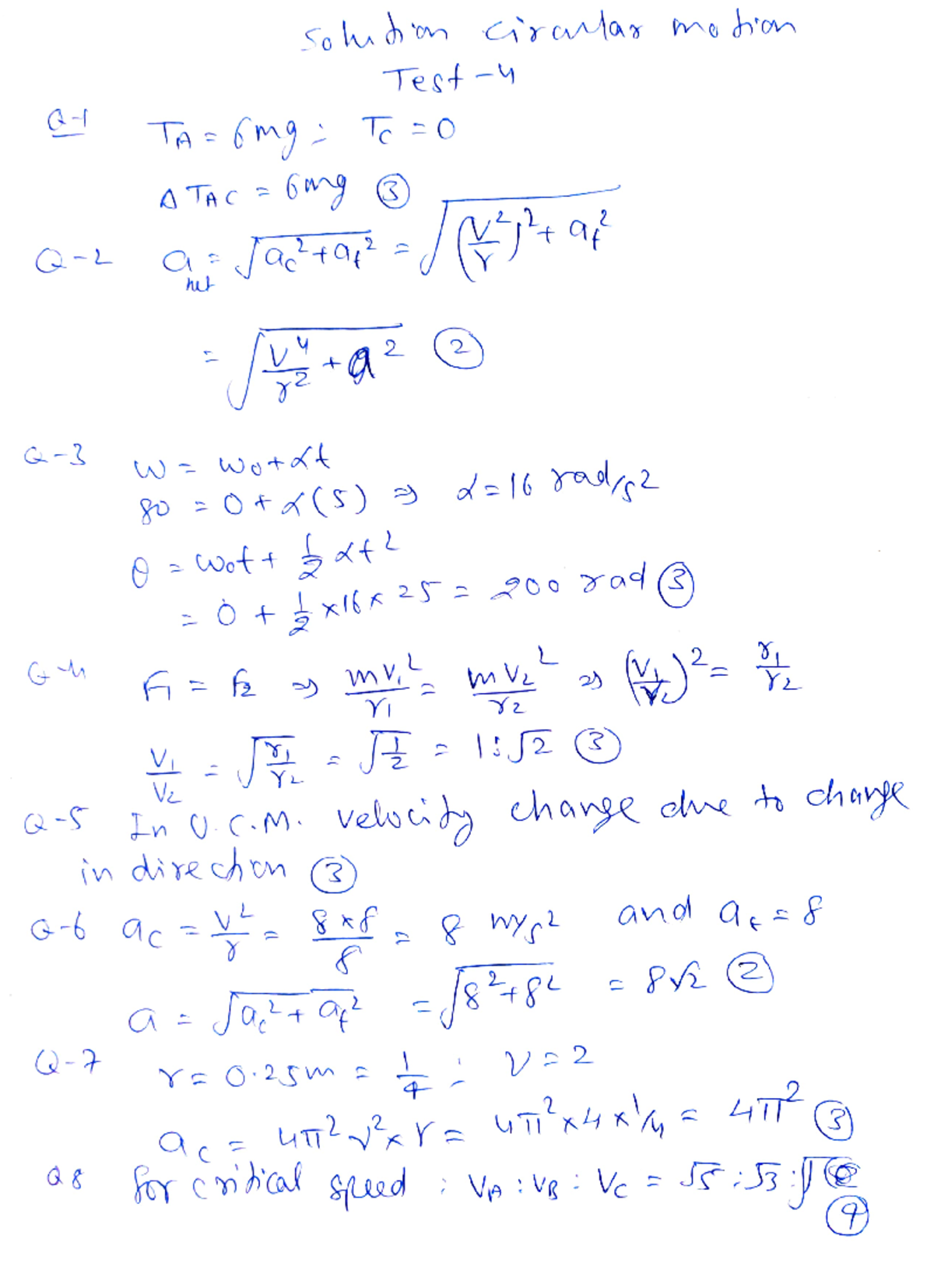Solution circular motion test 4 - So h d'Om rMar me'on Tesf- Ta- 6M9 Te ...