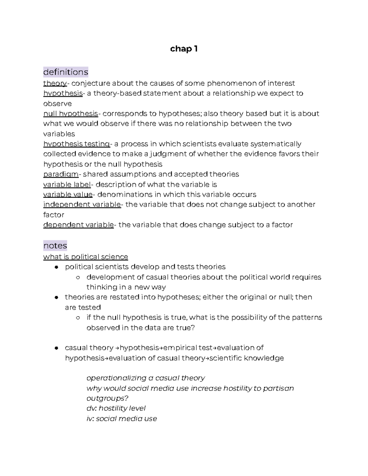 Pols week 1 - prof zach goldberg - chap 1 definitions theory ...