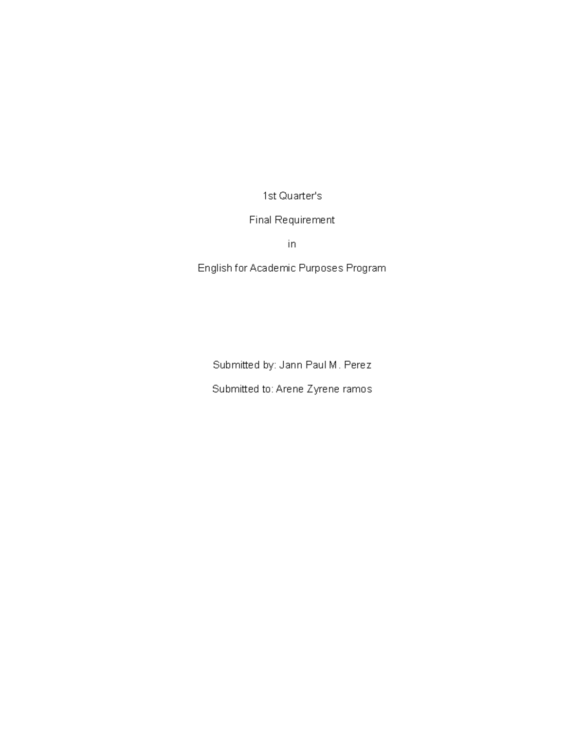 Review Paper Final - 1st Quarter's Final Requirement in English for ...