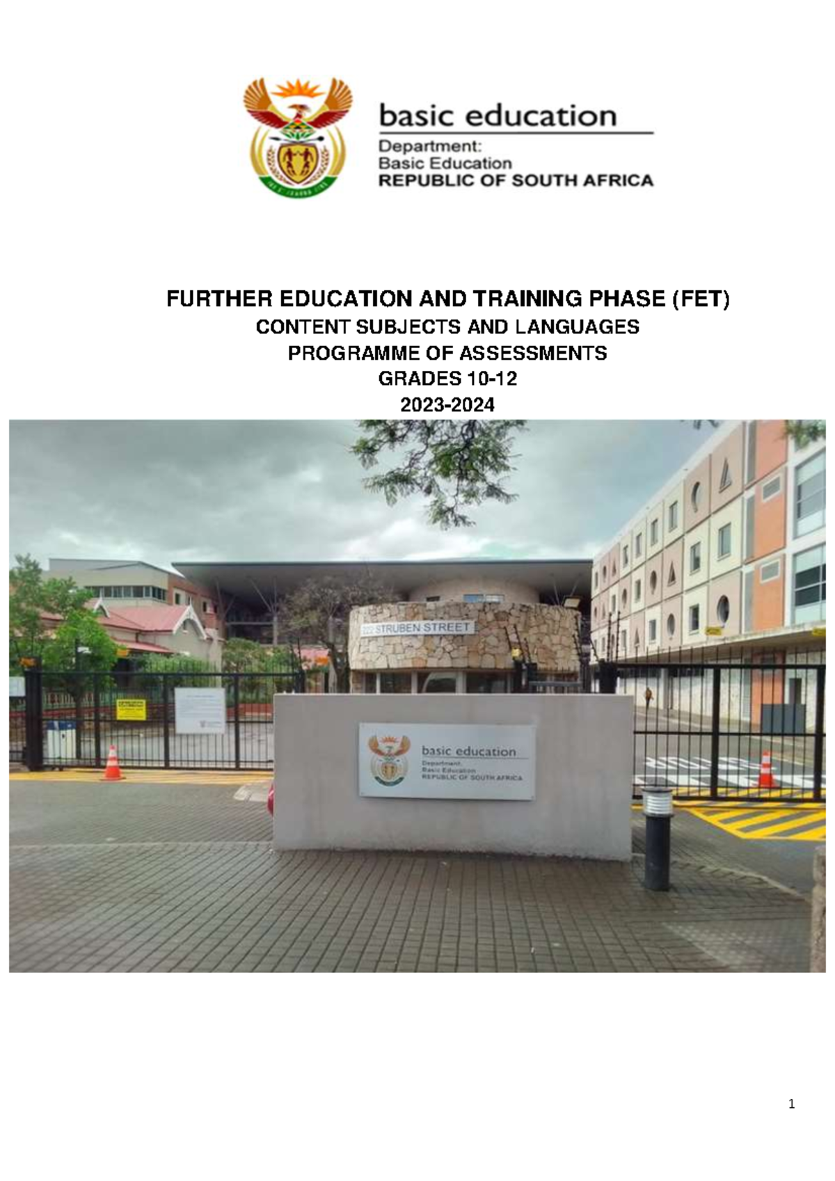 FET Programmes of Assessments 2023-2024 - FURTHER EDUCATION AND ...