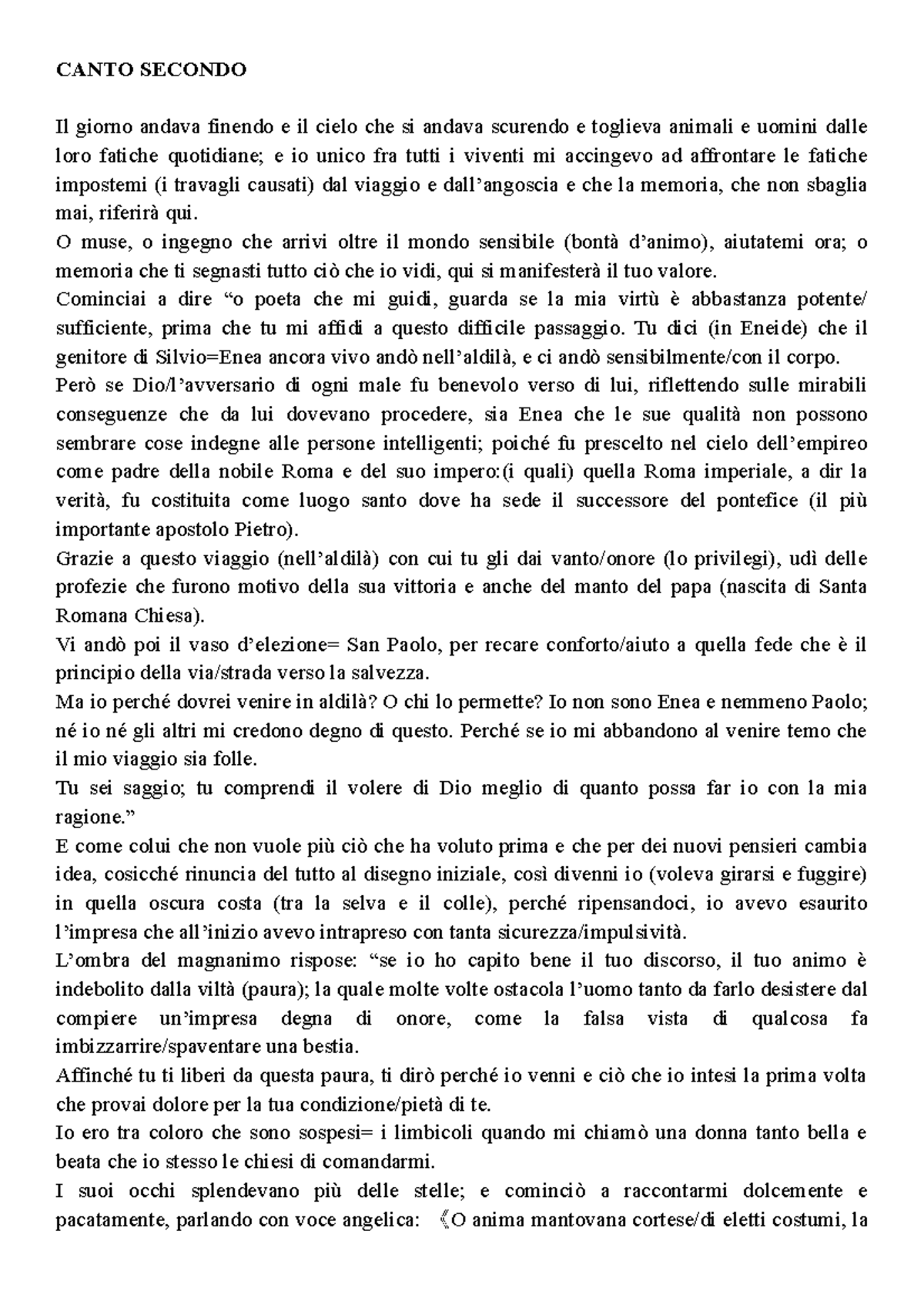 Inferno Parafrasi Canto 2- Divina Commedia - CANTO SECONDO Il giorno ...