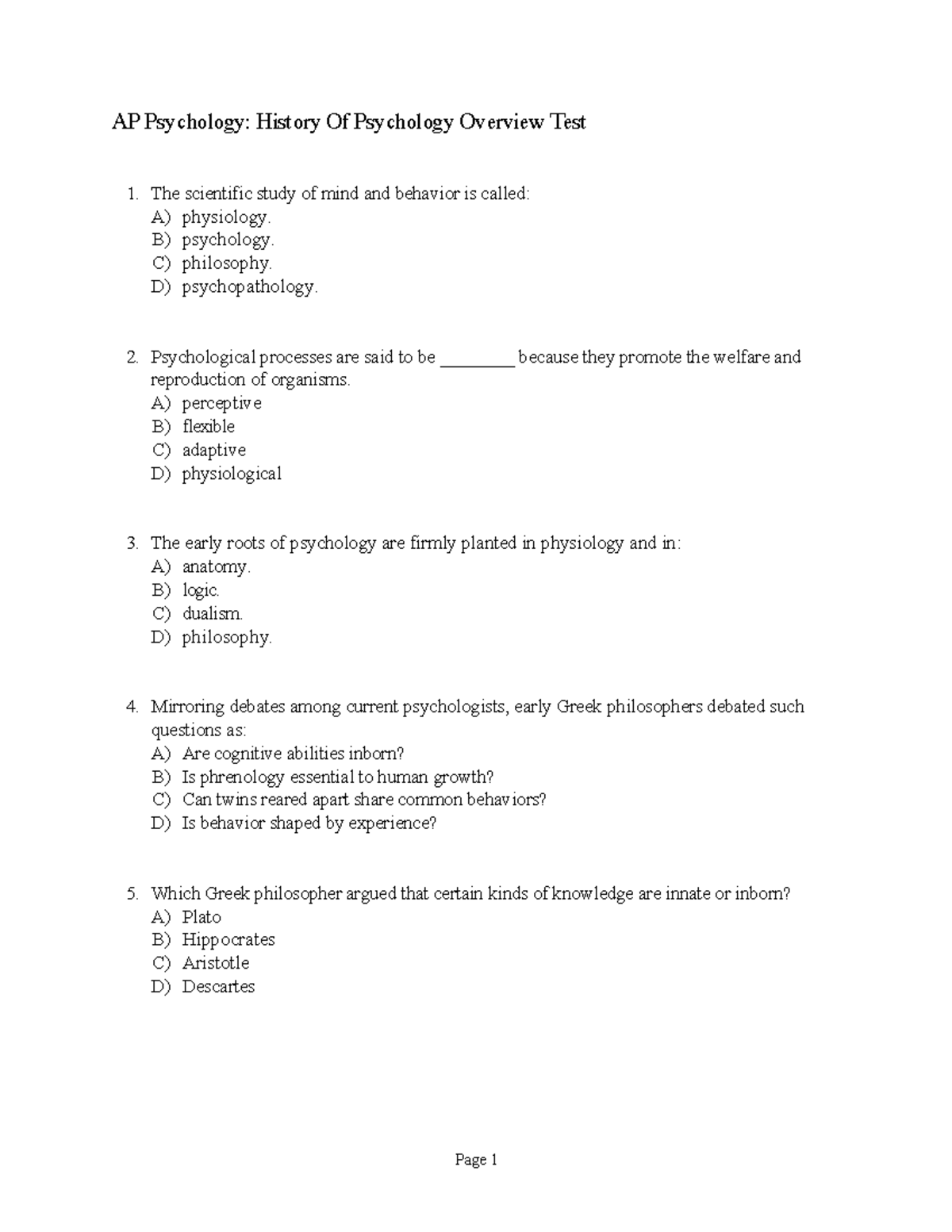History of psychology overview - AP Psychology: History Of Psychology ...