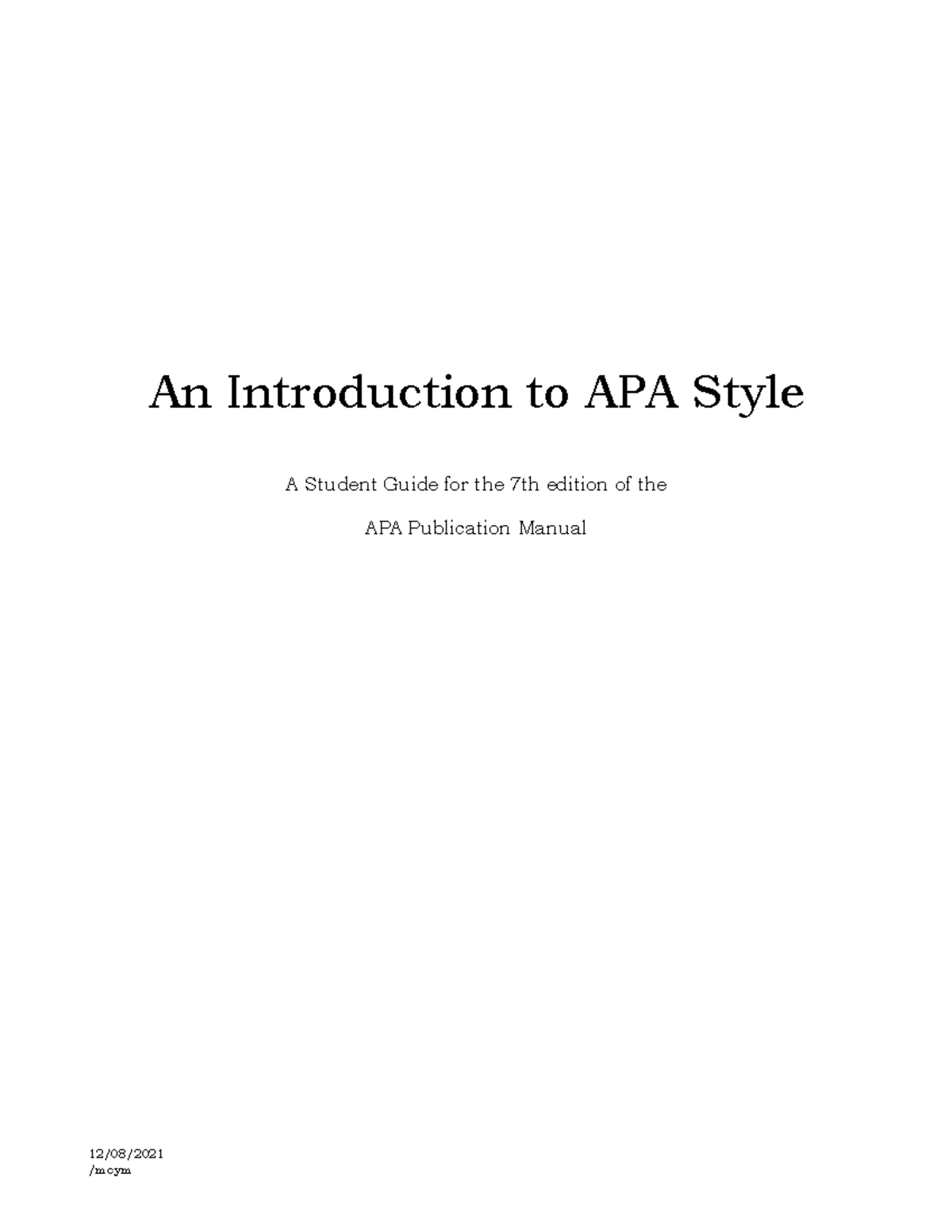 APA summary structure - An Introduction to APA Style A Student Guide ...