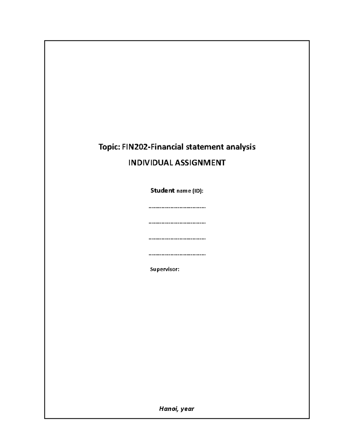 FIN202 SP23 Individual assignment - FIN 202-Corporate Finance- Individual assignment-IB Topic ...