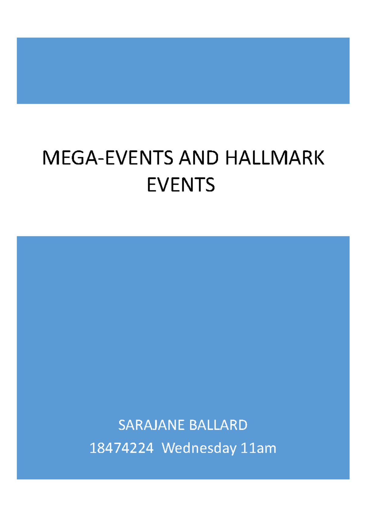 Hallmark Events Essay - c - AND HALLMARK EVENTS SARAJANE BALLARD ...