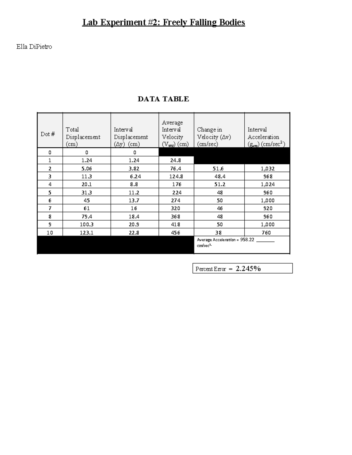 Freely+Falling+Bodies+LAB - Lab Experiment #2: Freely Falling Bodies ...