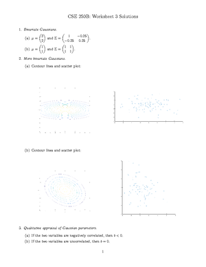 CSE 250 Worksheet 6 Solutions - CSE 250B: Worksheet 6 Solutions 1. regression. (a) y Xw is an ...
