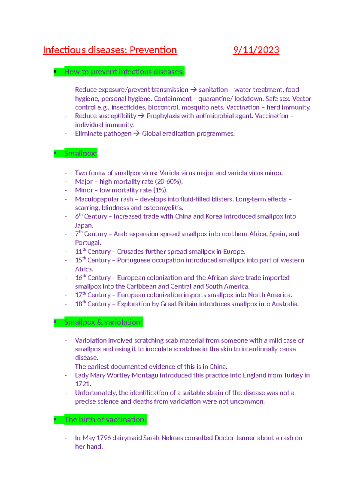 Week 7 nfectious diseases 3 - Infectious diseases: Prevention 9/11/ How ...